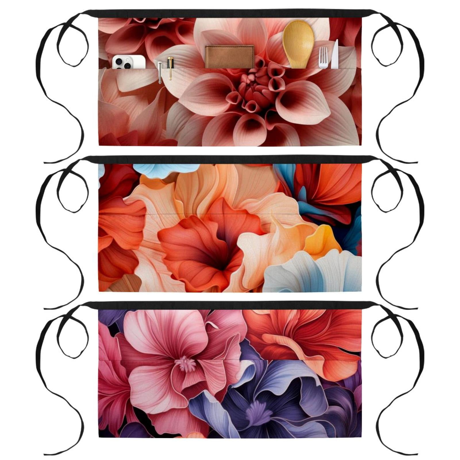 3 Pack Flower Petal Waist Aprons - Half Apron with 3 Pockets for Men ...