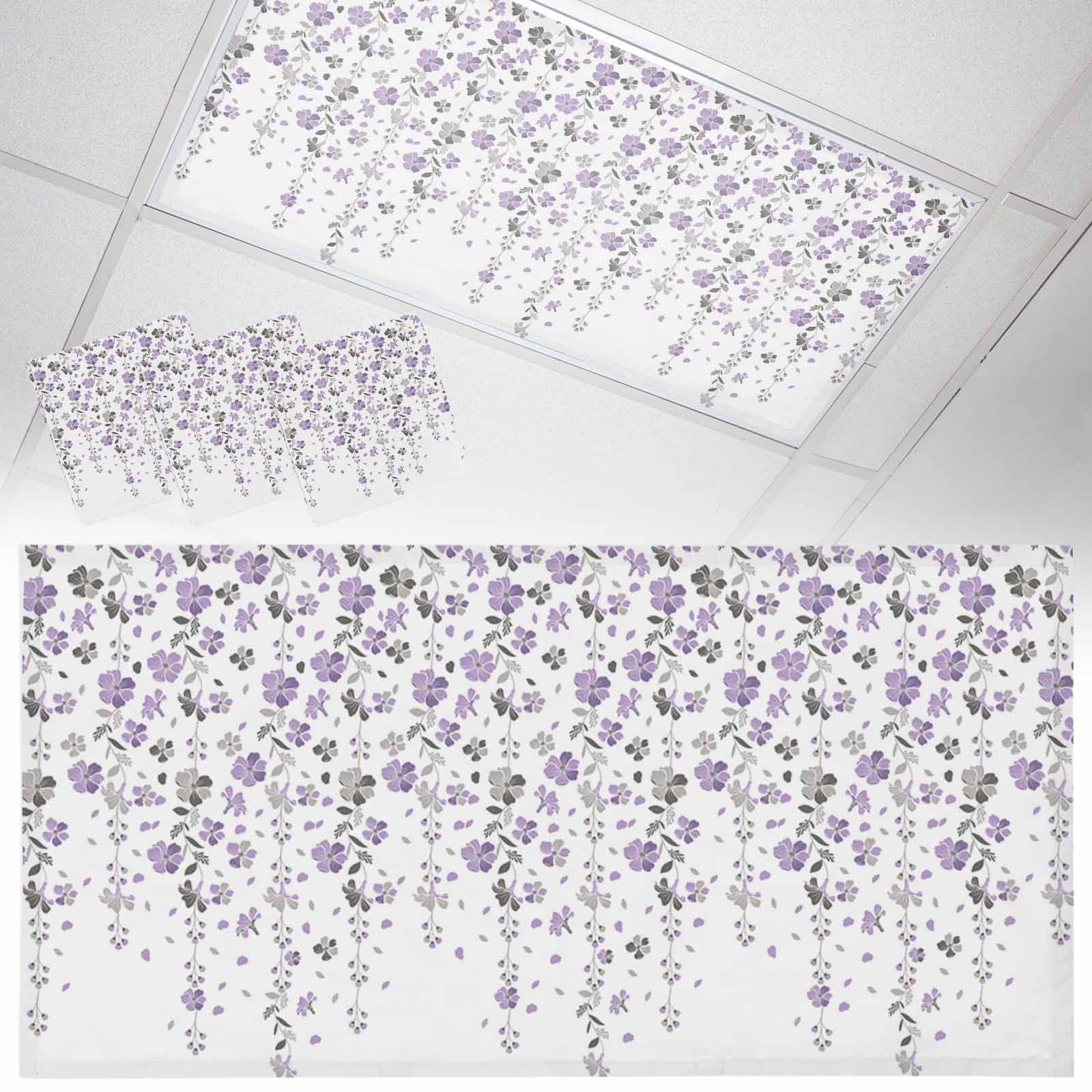 3 Pack Flower Purple Fluorescent Light Covers for Ceiling Lights Grey ...