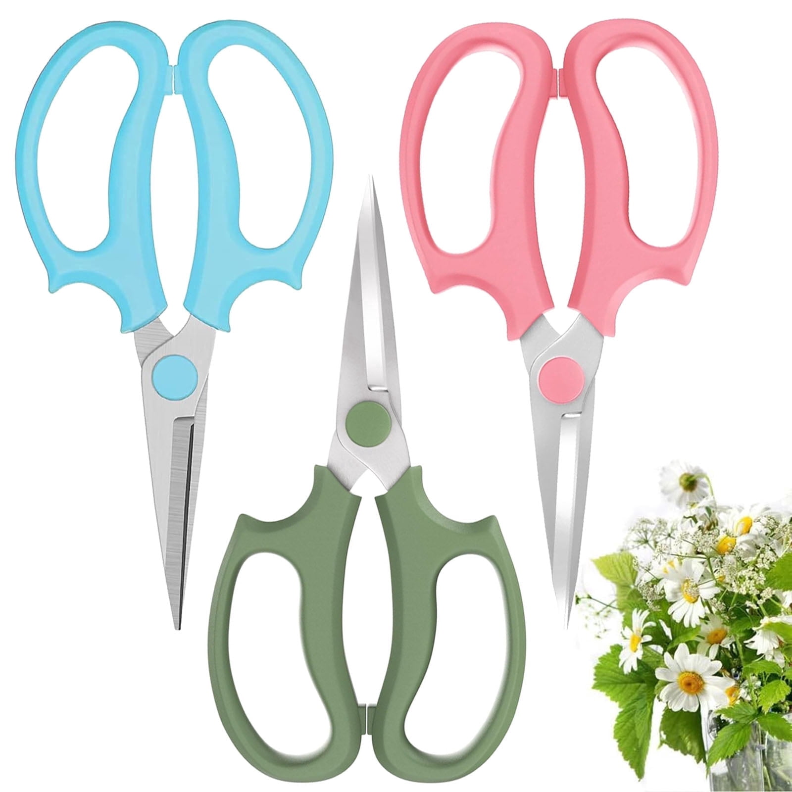 3 Pack Flower Scissors, SK5 Steel Sharp Floral Shears, Premium Garden ...