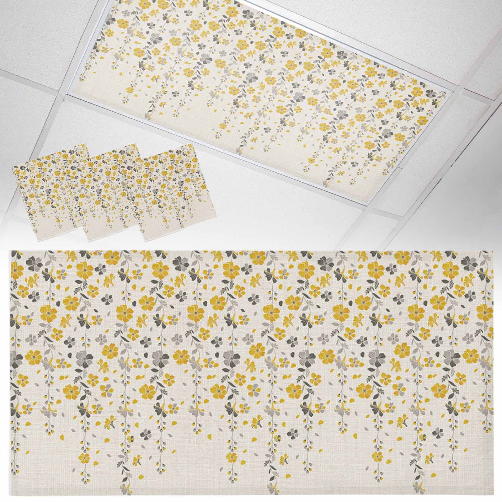 3 Pack Flower Yellow Fluorescent Light Covers for Ceiling Lights Grey ...