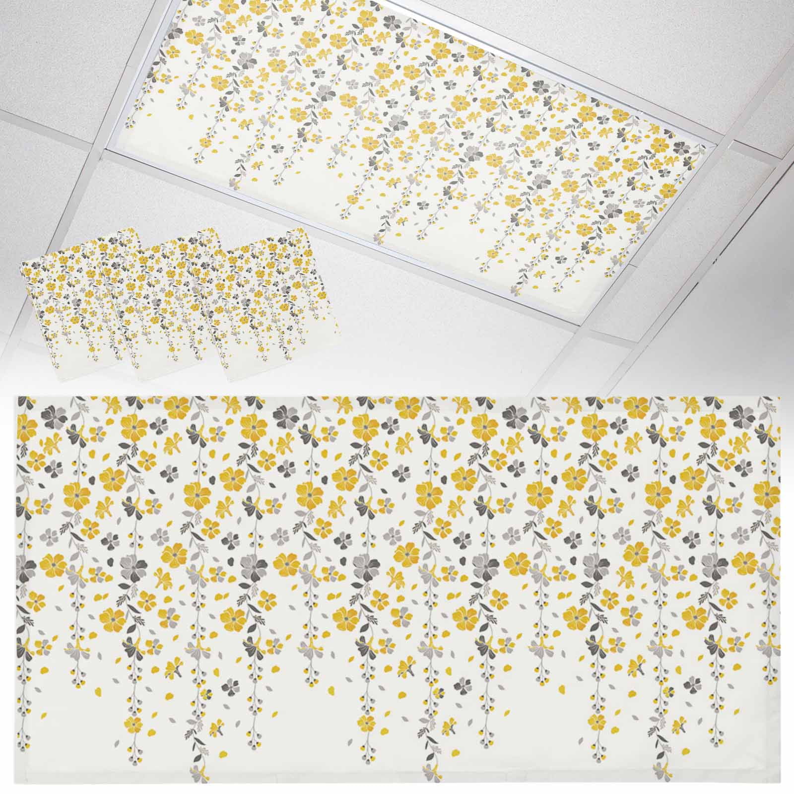 3 Pack Flower Yellow Fluorescent Light Covers for Ceiling Lights Grey ...