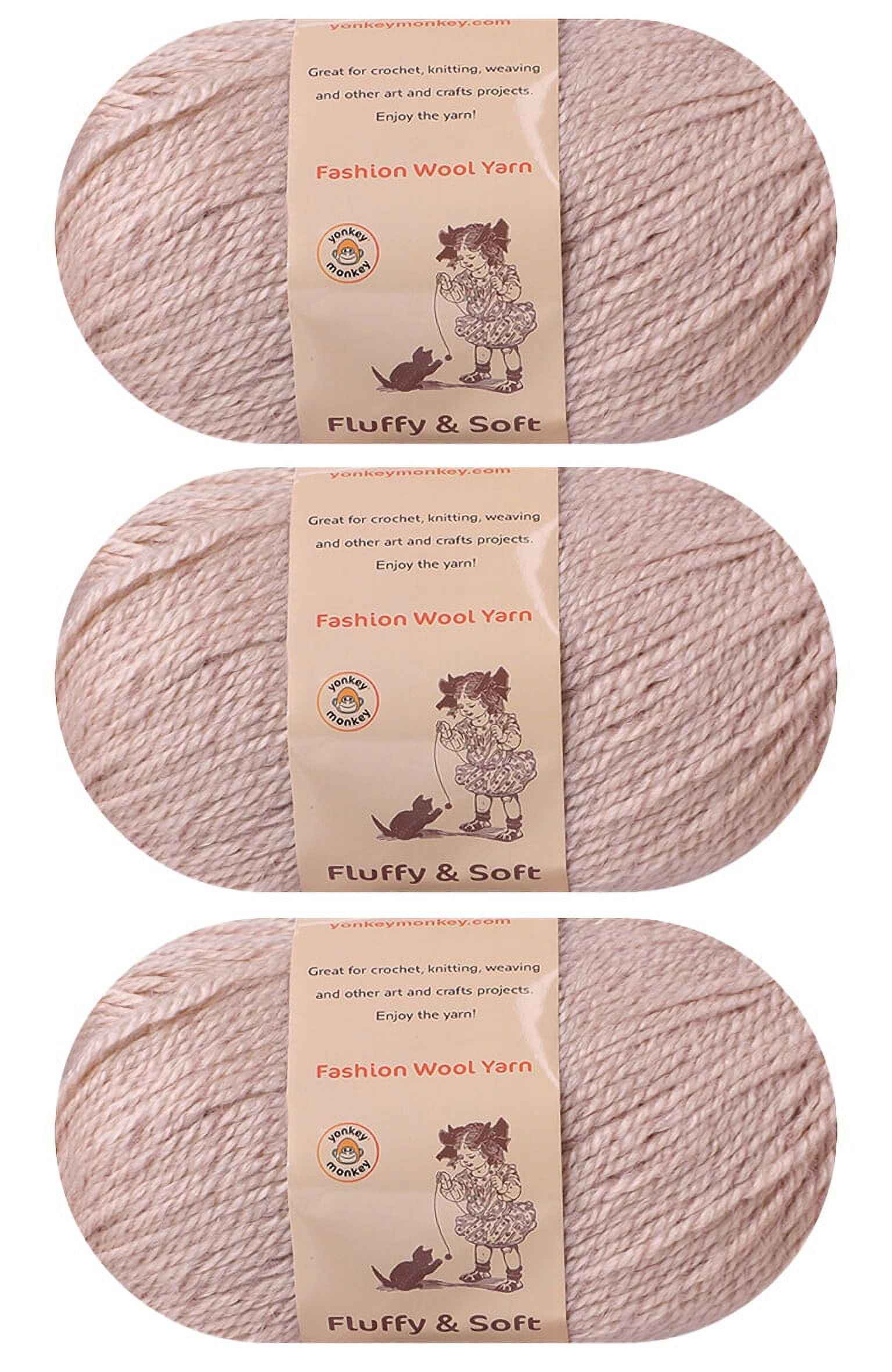 3-Pack Fluffy Wool Yarn by Yonkey Monkey. Lightweight and Soft ...