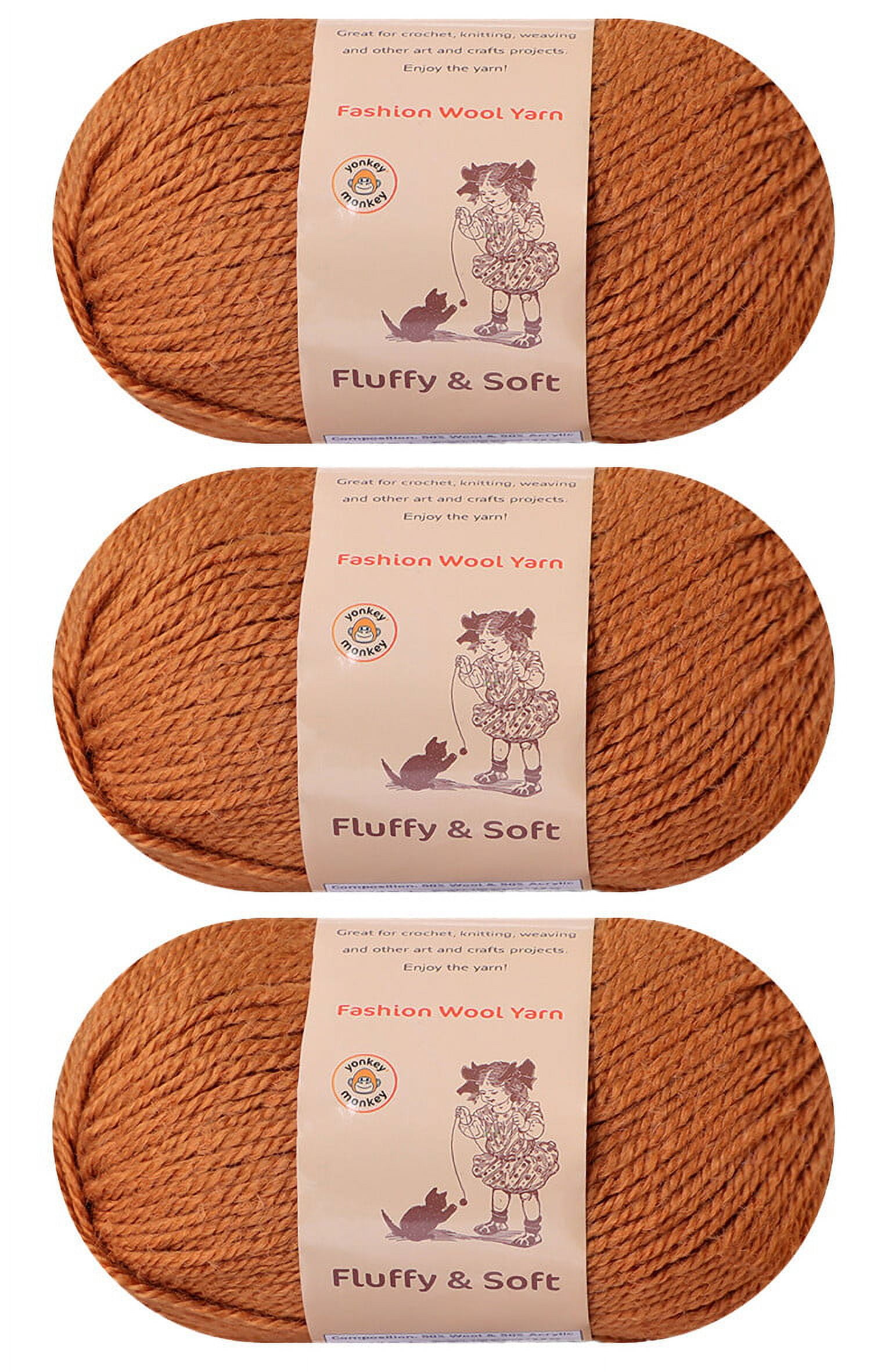3-Pack Fluffy Wool Yarn by Yonkey Monkey. Lightweight and Soft ...