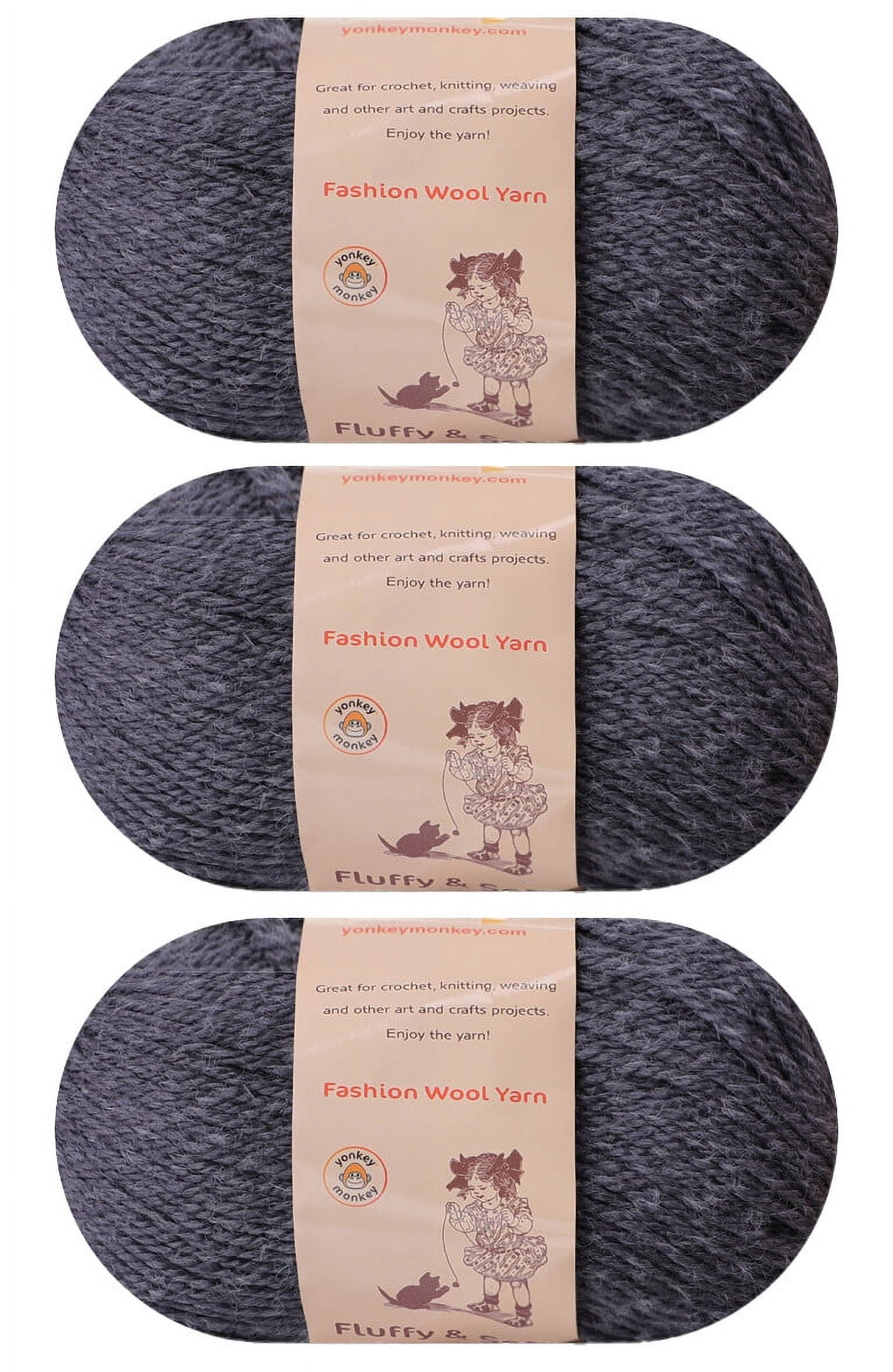 3-Pack Fluffy Wool Yarn by Yonkey Monkey. Lightweight and Soft ...