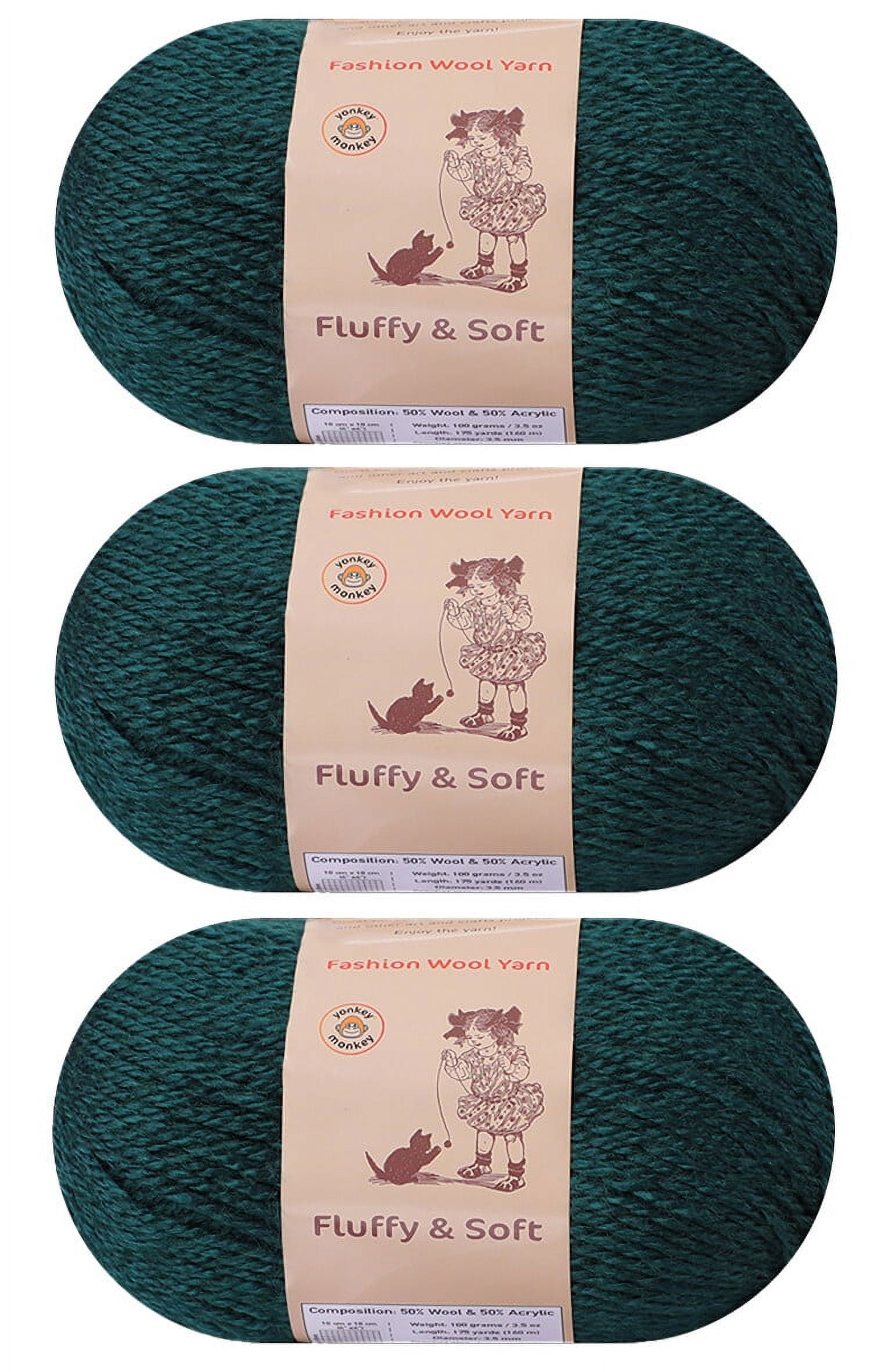 3-Pack Fluffy Wool Yarn by Yonkey Monkey. Lightweight and Soft ...