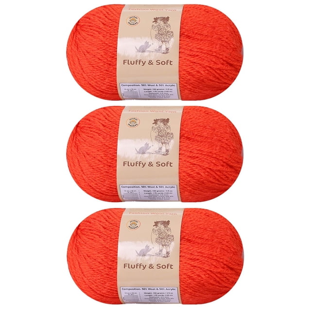 3-Pack Fluffy Wool Yarn by Yonkey Monkey. Lightweight and Soft ...