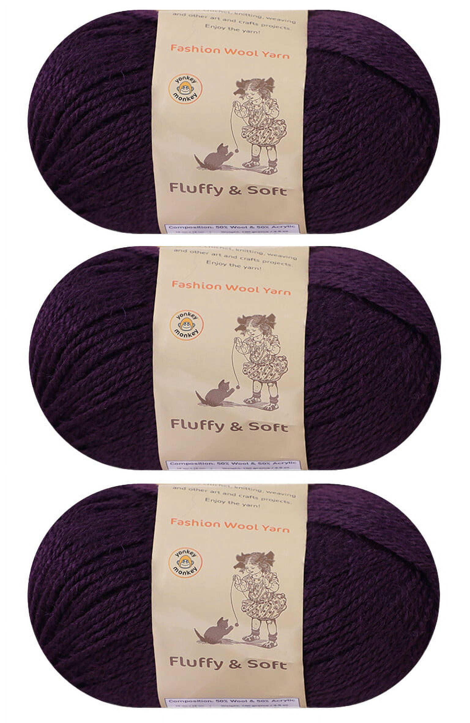 3-Pack Fluffy Wool Yarn by Yonkey Monkey. Lightweight and Soft ...
