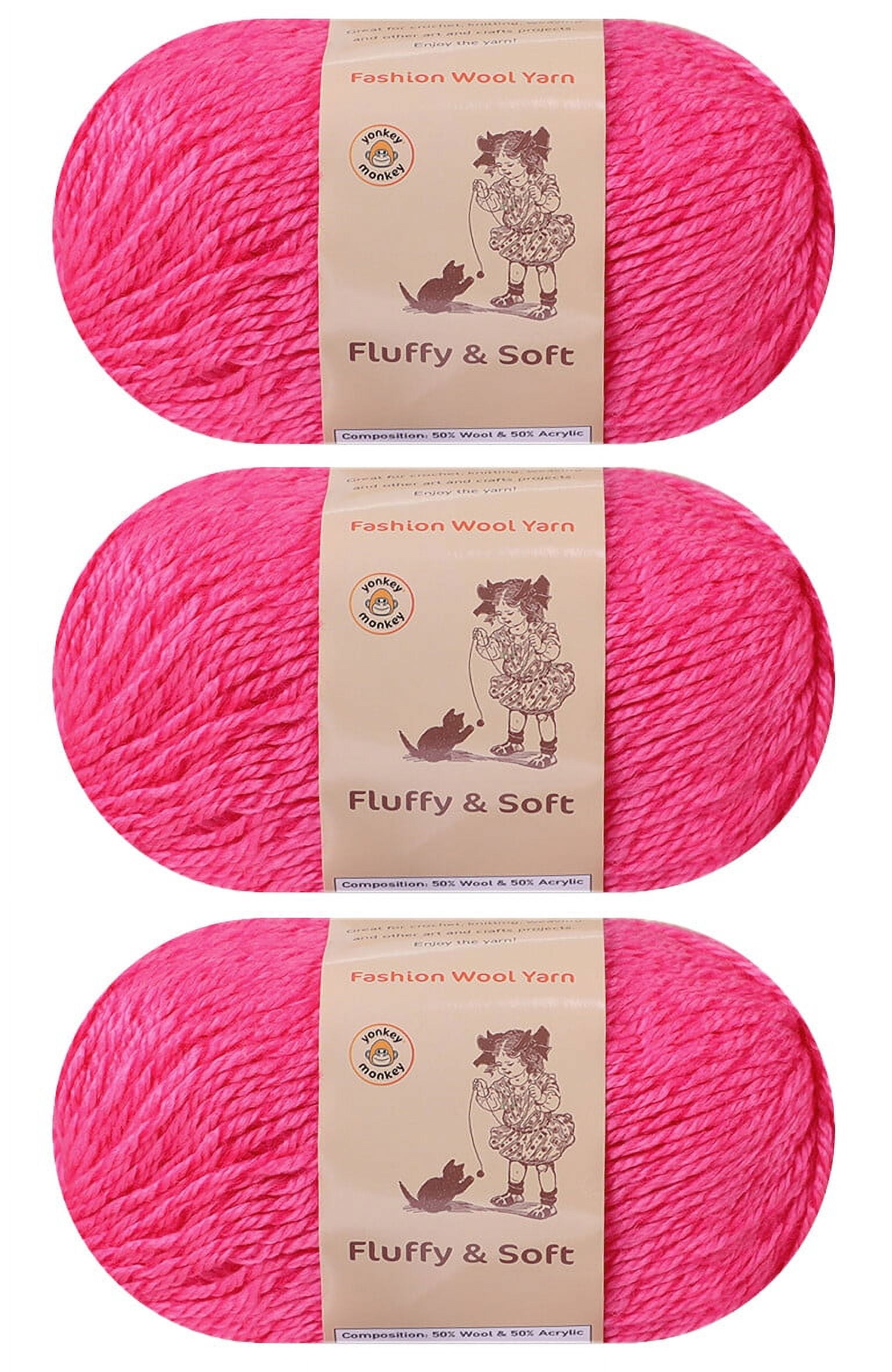 3-Pack Fluffy Wool Yarn by Yonkey Monkey. Lightweight and Soft ...
