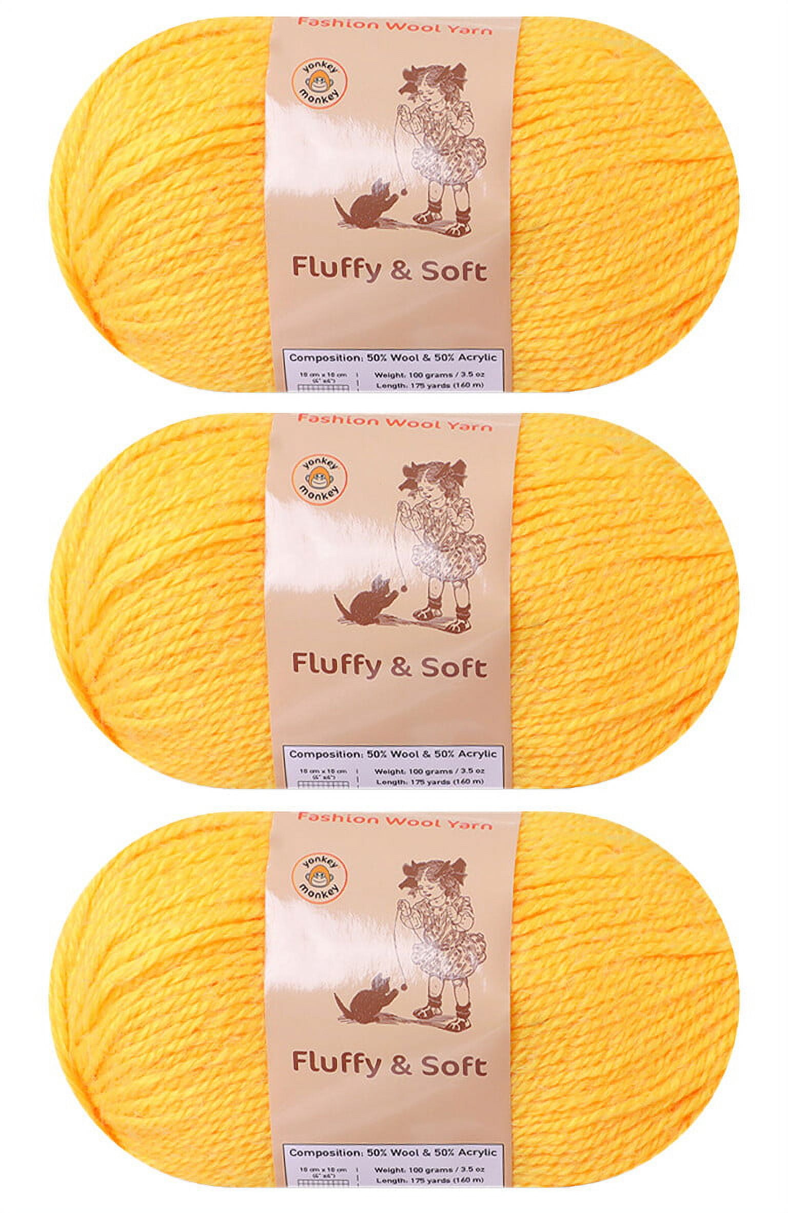 3-Pack Fluffy Wool Yarn by Yonkey Monkey. Lightweight and Soft ...