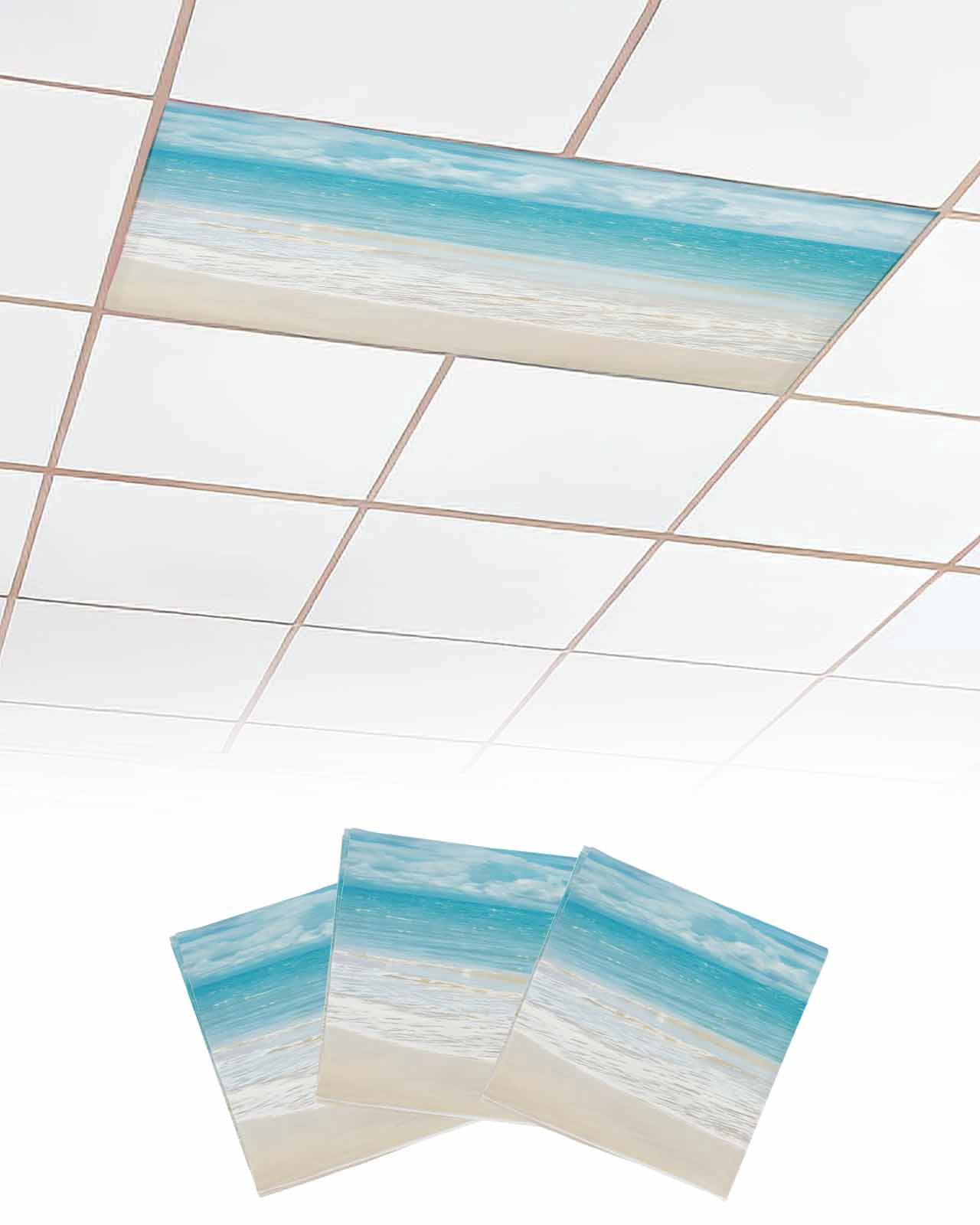 3 Pack Fluorescent Light Cover for Ceiling Lights, Summer Beach ...