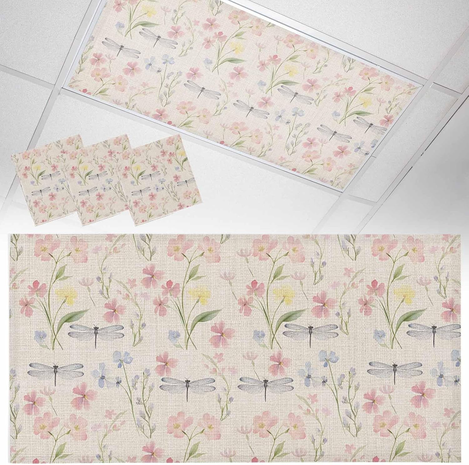 3 Pack Fluorescent Light Cover for Classroom Ceiling, Blue Dragonfly ...