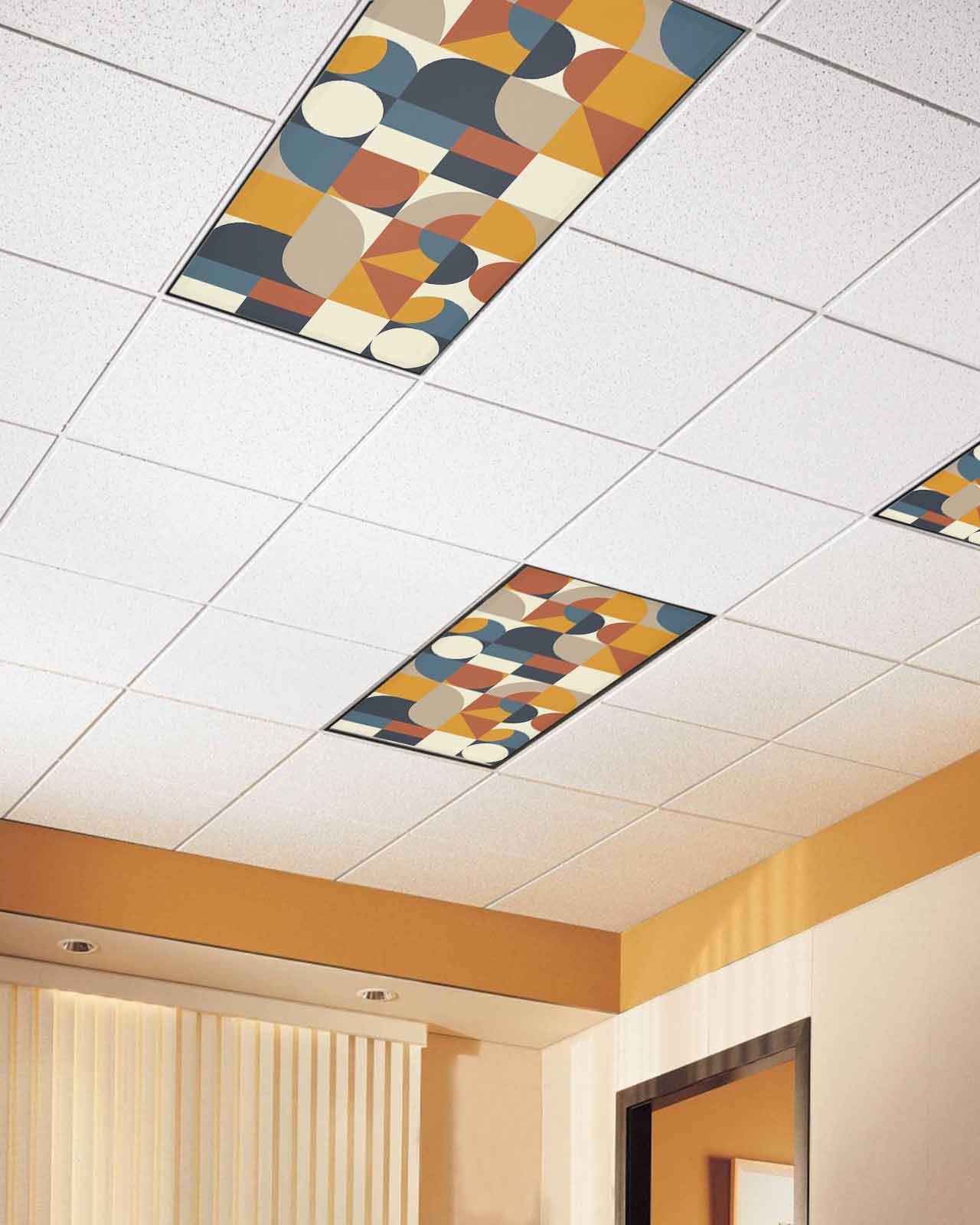 3 Pack Fluorescent Light Covers, 4x2 Feet, Mid Century Orange Brown ...