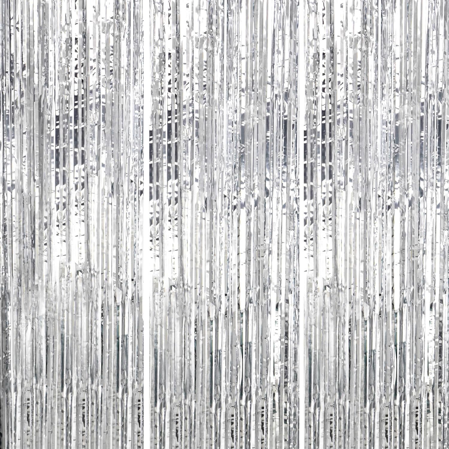 3 Pack Foil Fringe Backdrop - Silver Shiny Tinsel Curtains for Party ...