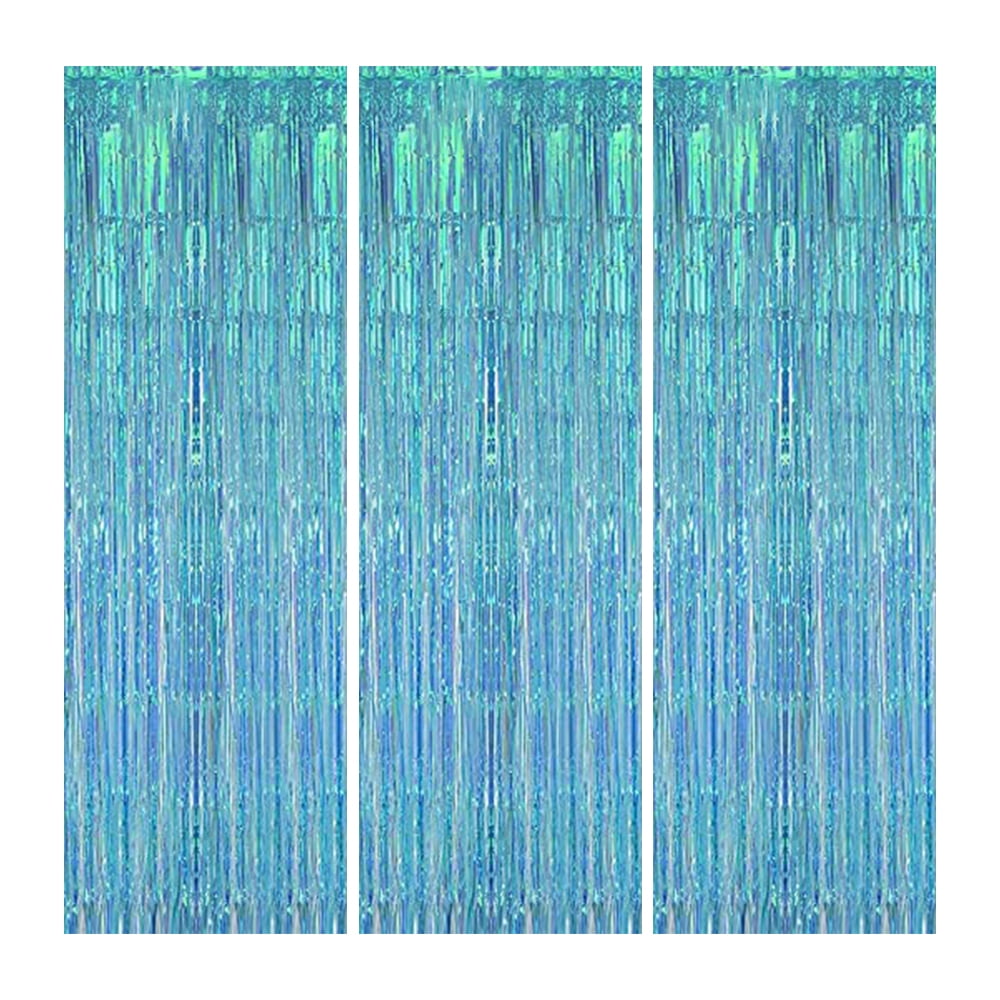 3 Pack Foil Fringe Curtain Backdrop, 3.28Ft x 6.5Ft Metallic Tinsel ...