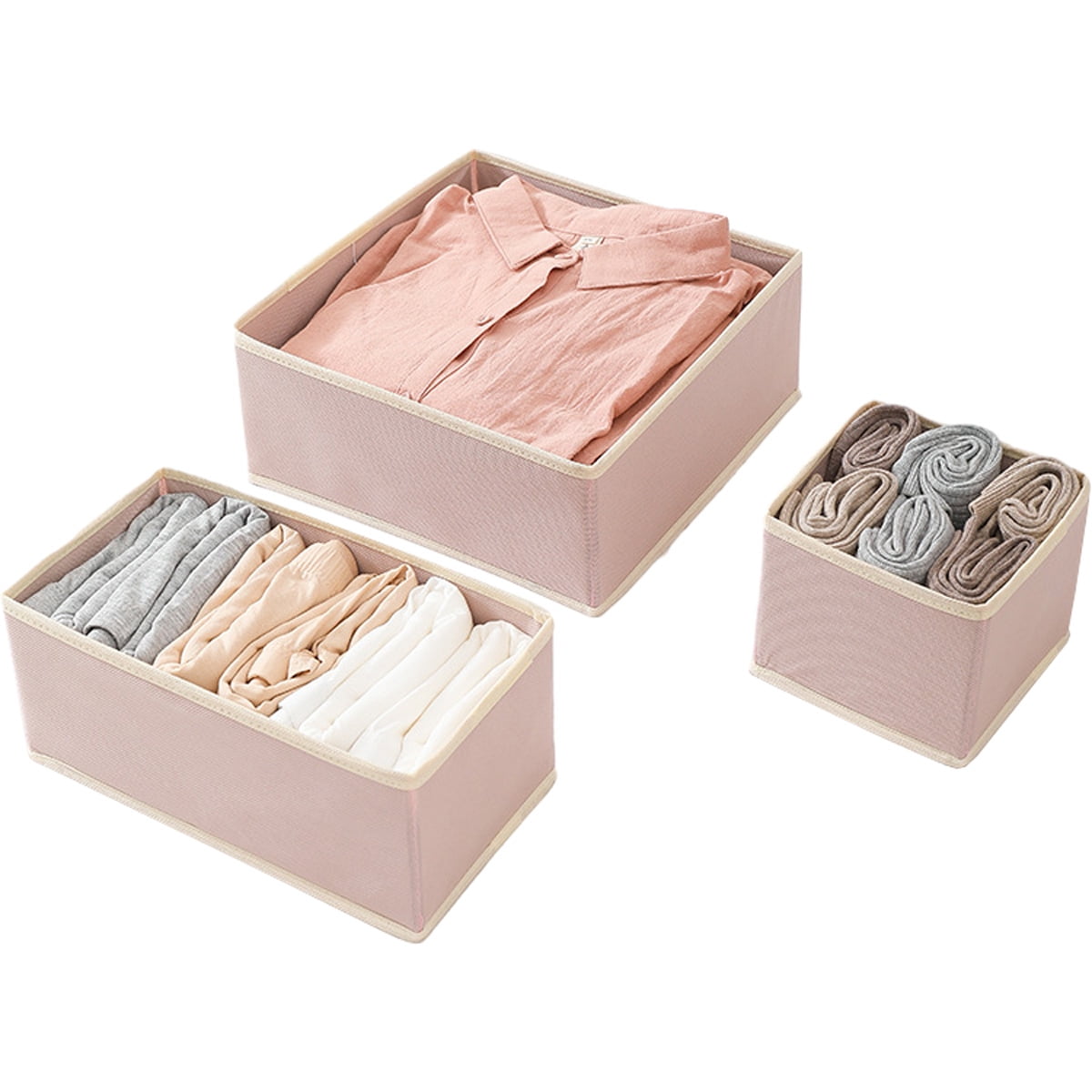 3 Pack Foldable Cloth Storage Box Closet Dresser Drawer Organizer