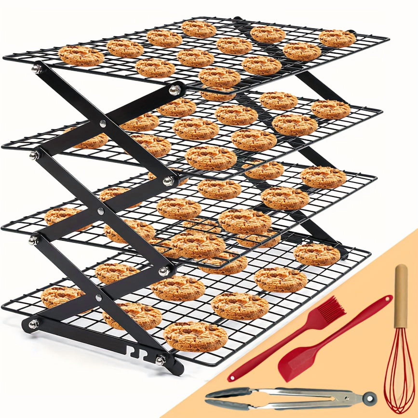 3-Pack Foldable Stackable Cast Iron Cooling Racks, 3/5 Tier, with ...