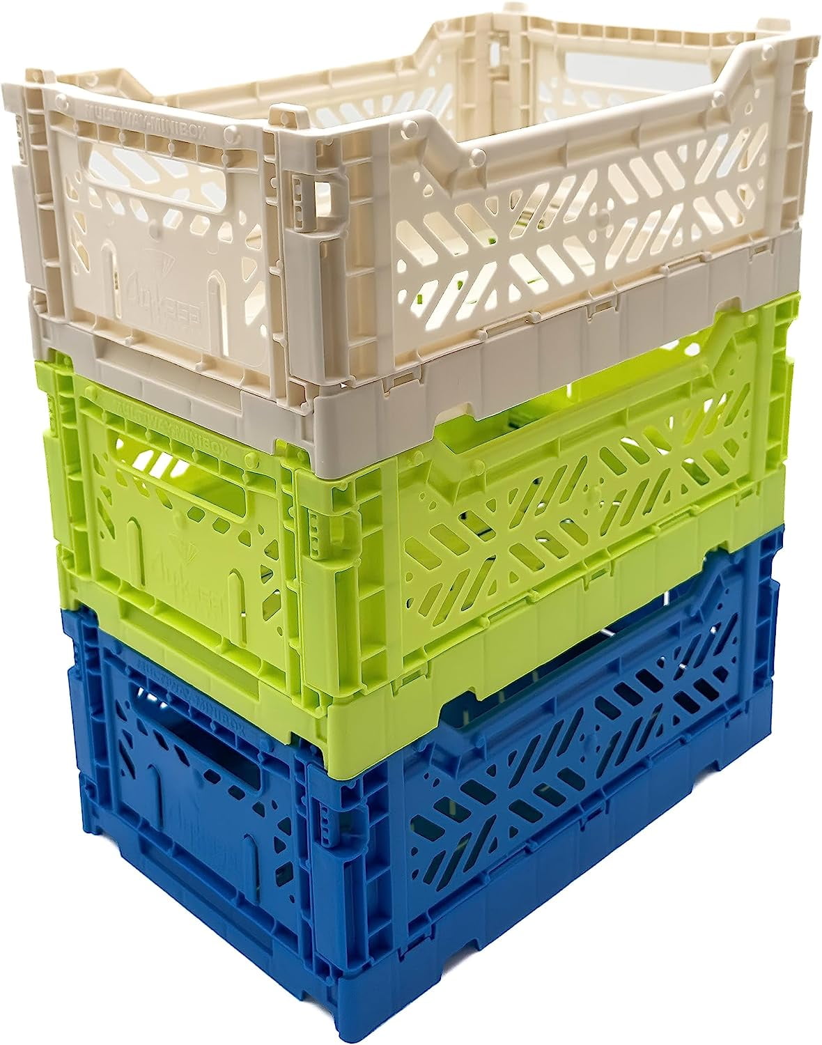 3-Pack Foldable Storage Bins, Plastic Crate For Storage, Collapsible ...