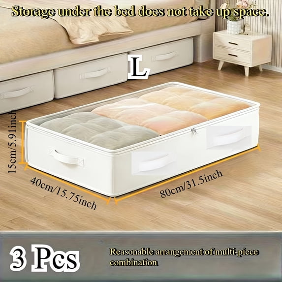 3 Pack Foldable Under Bed Storage Boxes with Flip Top Lid Large ...