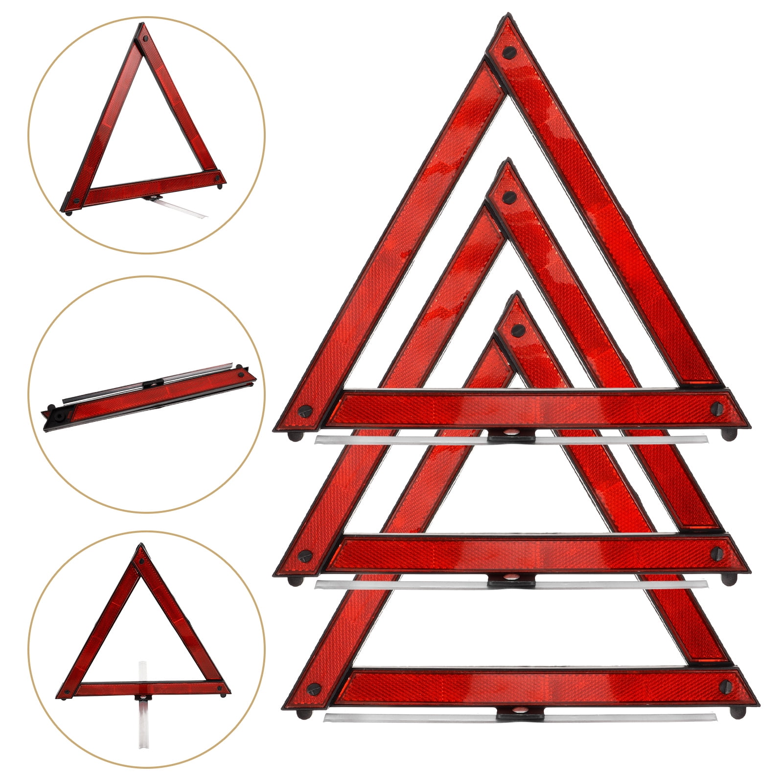 3 Pack Foldable Warning Triangles Road Safety Triangle Kit, Reflective ...