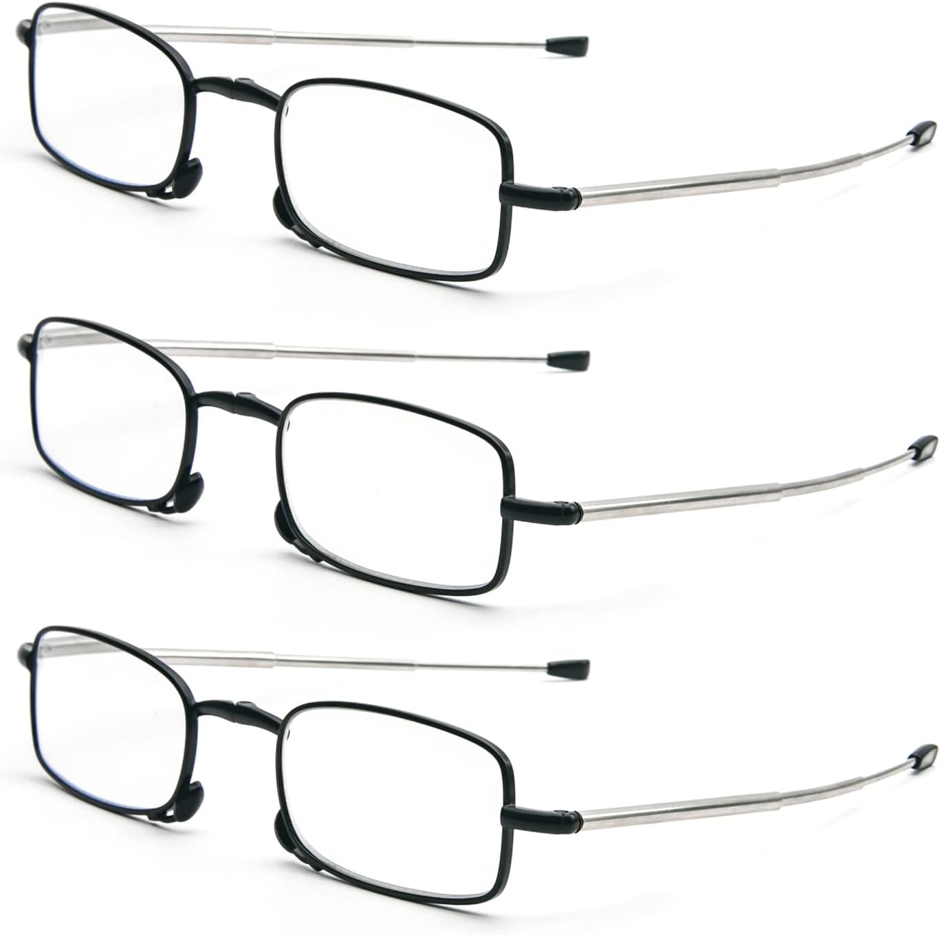 3 Pack Folding Reading Glasses for Men Women with Keychain Compact Bags ...