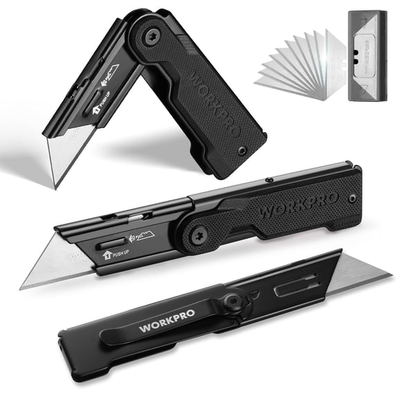 3-Pack Folding Utility Knife Set, G10 Handle Box Cutter with 10 Extra ...