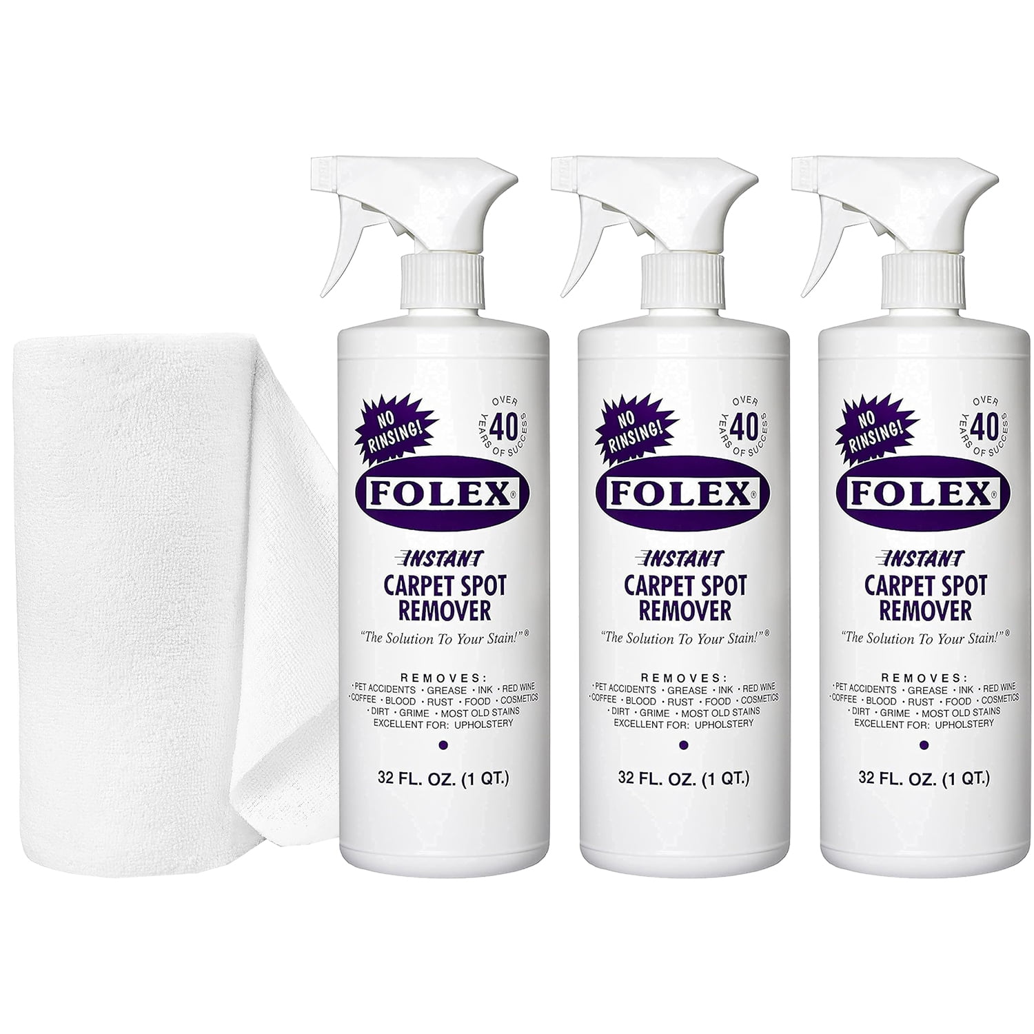 3 Pack Folex 32 oz Instant Carpet Spot Remover Carpet Cleaner with ...