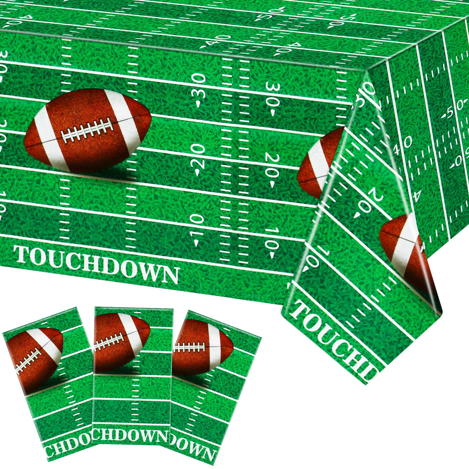 3 Pack Football Tablecloths, Football Party Table Cover, Large Plastic ...