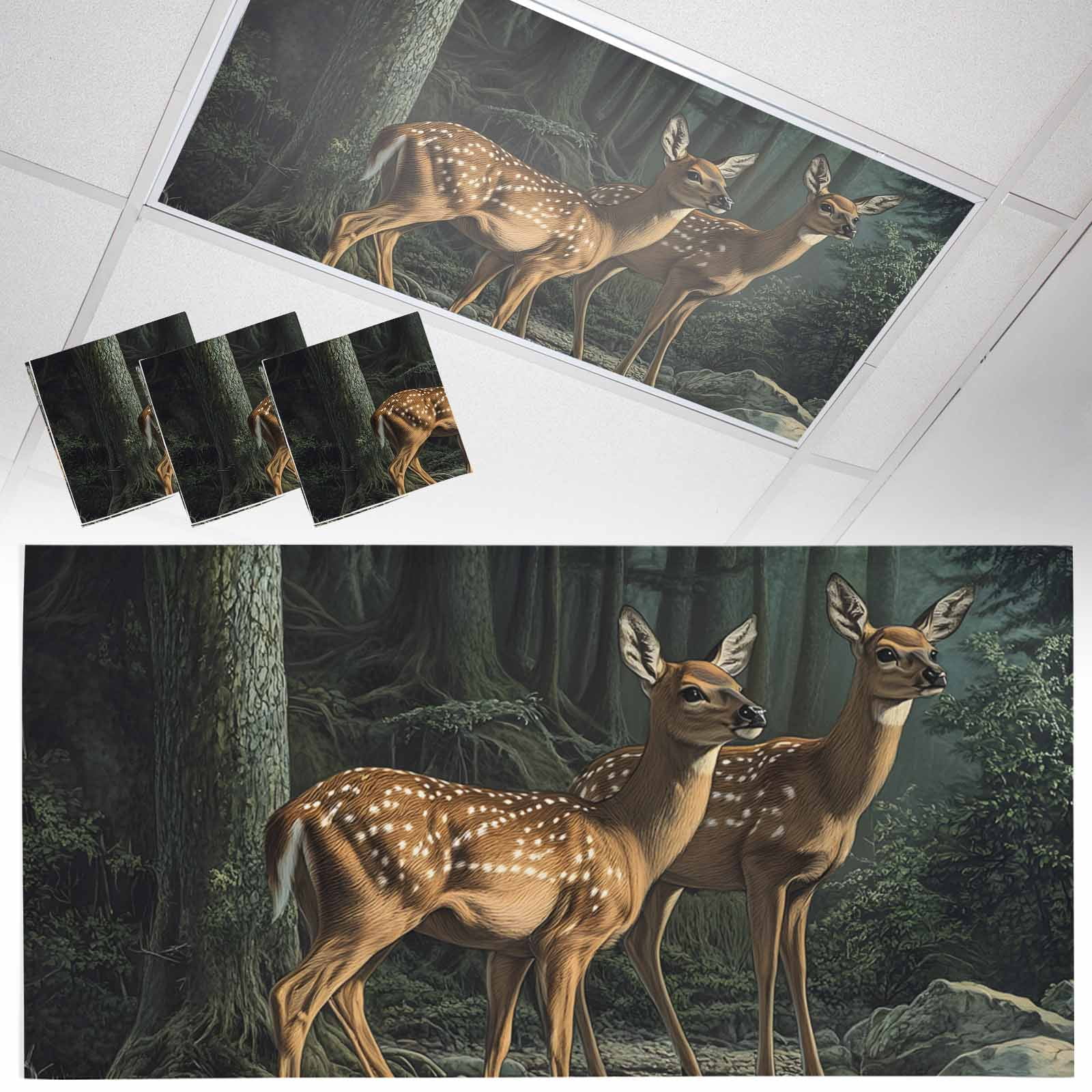 3 Pack Forest Deer Fluorescent Light Covers for Ceiling Lights Animals ...
