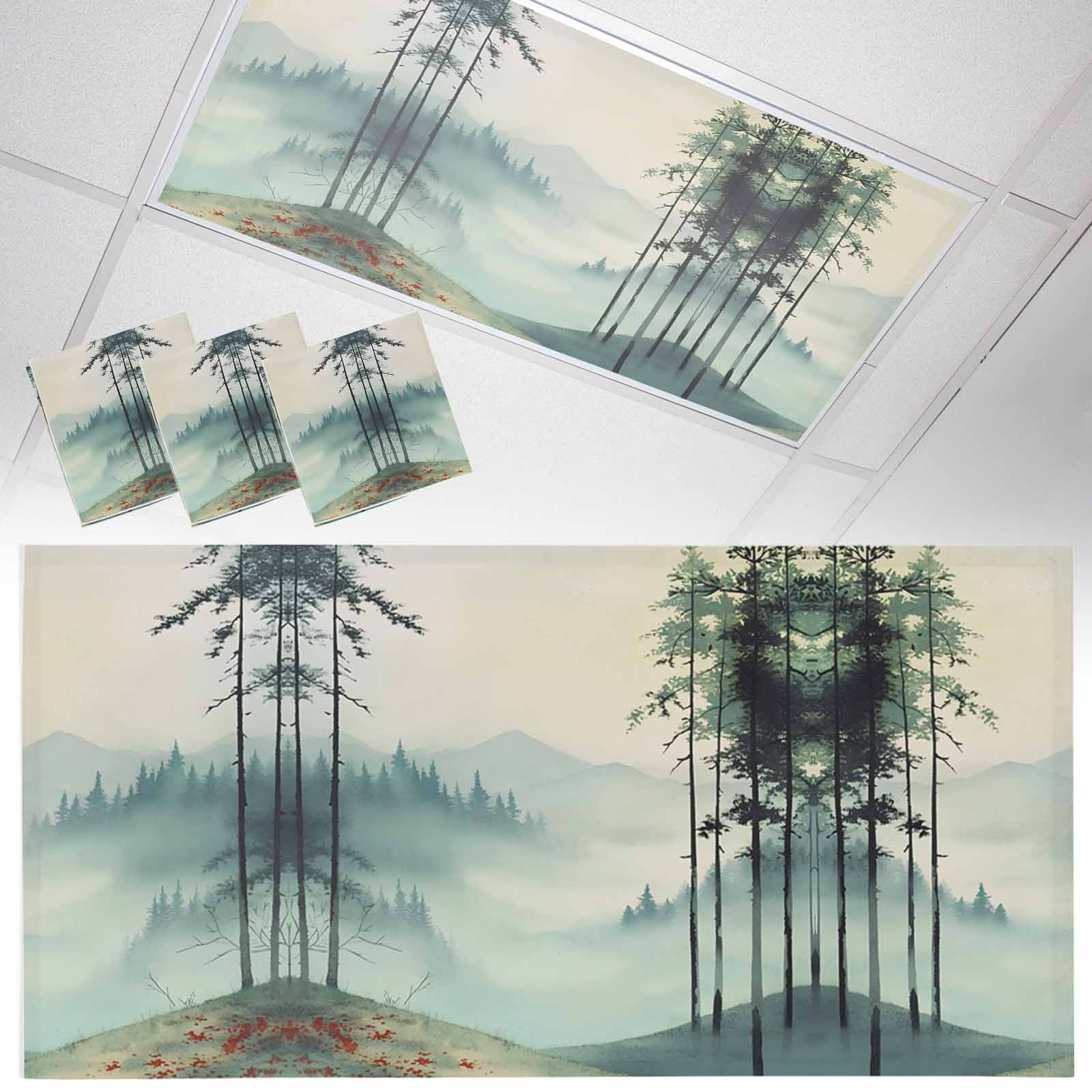 3 Pack Forest Mountain Landscape Fluorescent Light Covers for Ceiling ...