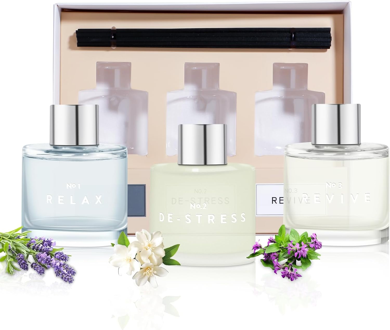 3 Pack Fragrance Reed Diffuser, 50ML Lavender Jasmine Lemongrass ...