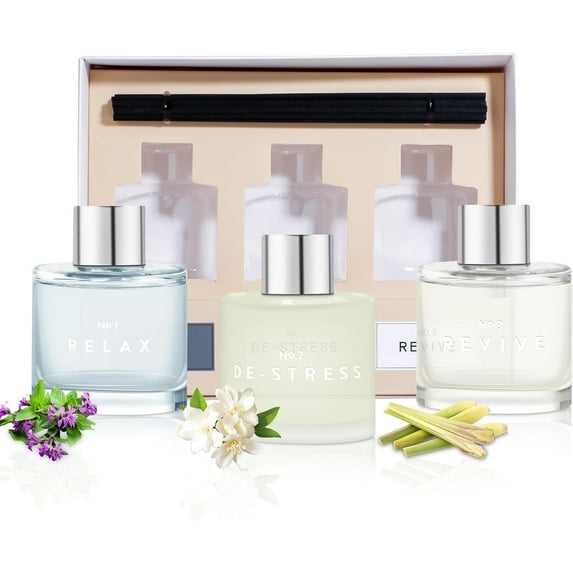 3 Pack Fragrance Reed Diffuser, 50ML Patchouli Jasmine Lemongrass ...