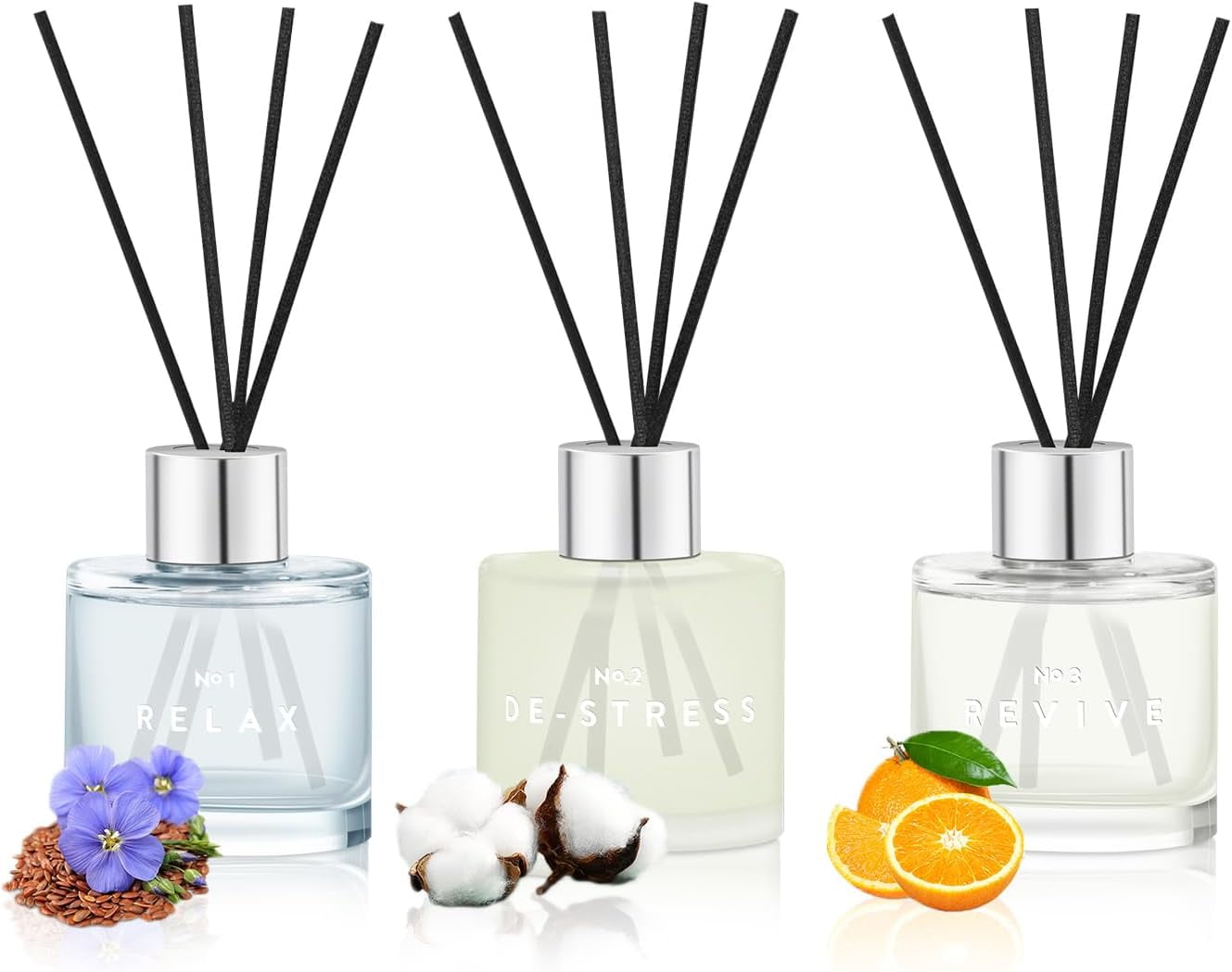 3 Pack Fragrance Reed Diffusers, 50ML Clean Linen Cotton Citrus Orange ...