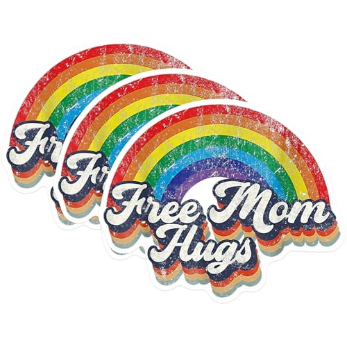 (3 Pack) Free Mom Hugs Decals - Rainbow Stickers - Loving Mother Decor ...