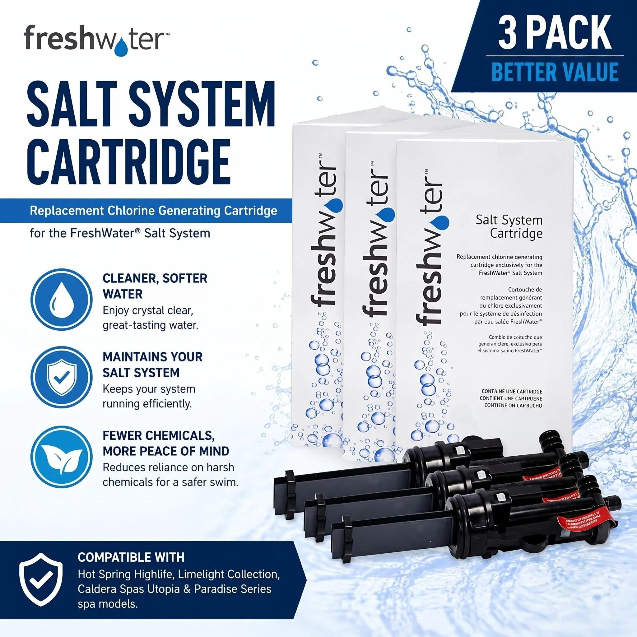 3 Pack FreshWater Spa Salt Replacement Cartridge for Hot Spring ...