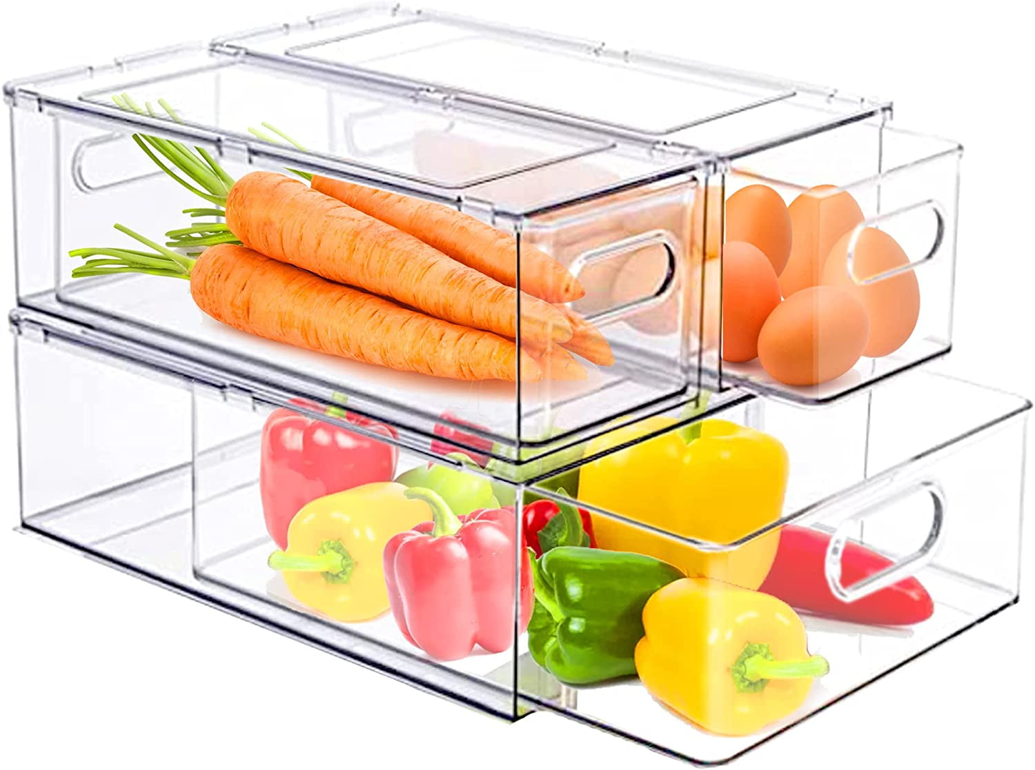 3 Pack Fridge Organizer and Storage,Clear Storge Bins with Pull-out ...