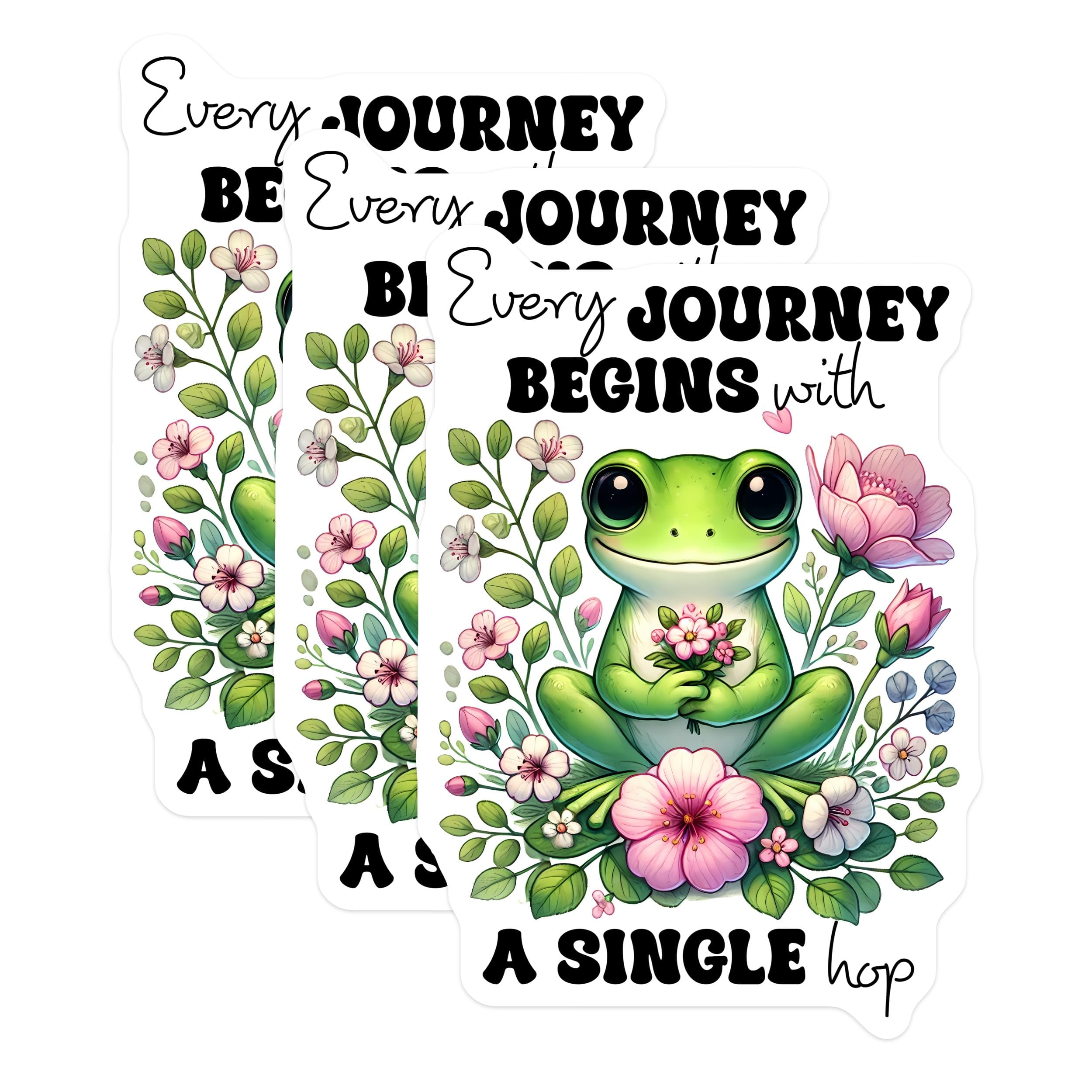 (3 Pack) Frog Decals - Floral Frog Sticker - Motivational Decal - 3 ...