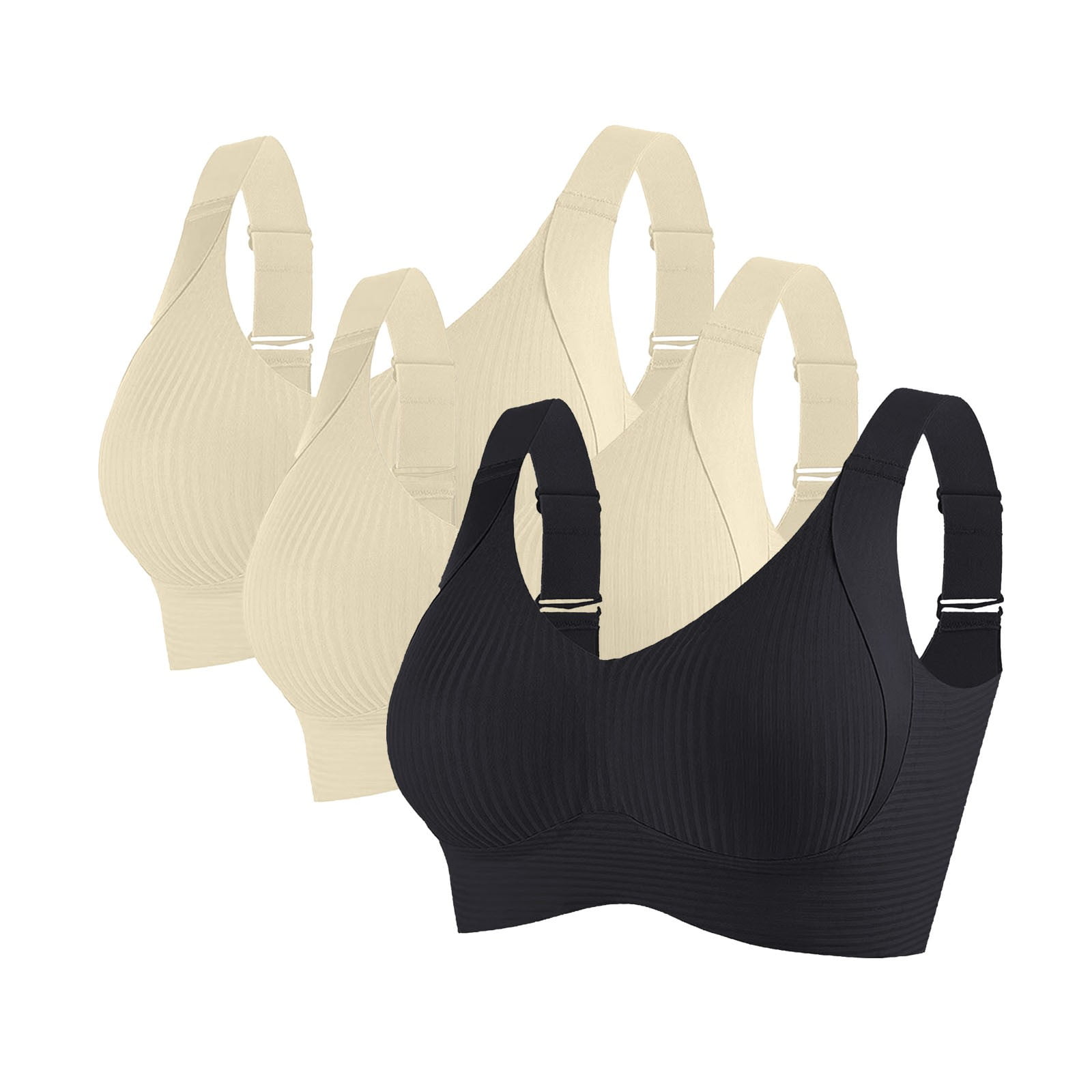 3 Pack Front Closure Bras for Seniors Wireless Comfort Bras for Elderly ...