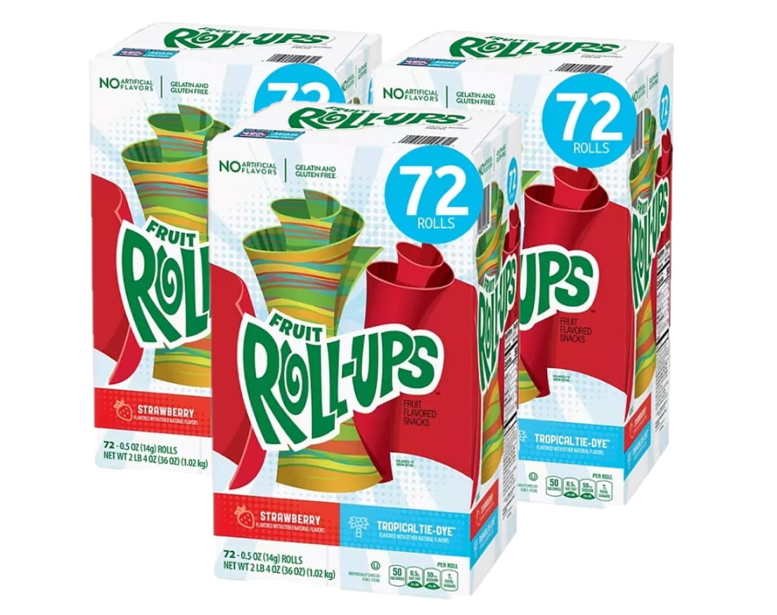 3 Pack | Fruit Roll-Ups Variety Pack, Strawberry & Tropical Tie-Dye ...