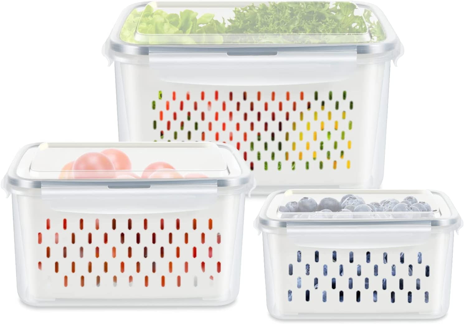 3 Pack Fruit Storage Containers for Fridge, Produce Saver Vegetable ...