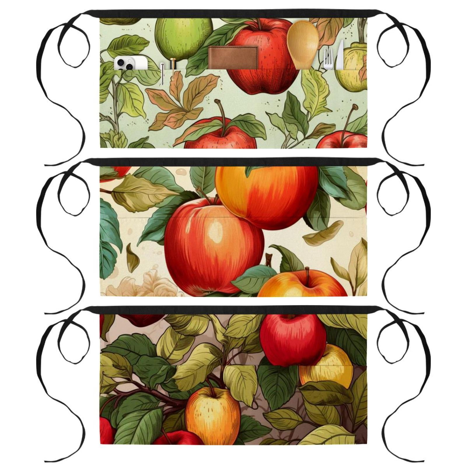 3 Pack Fruit Waist Aprons - Half Apron with 3 Pockets for Men and Women ...