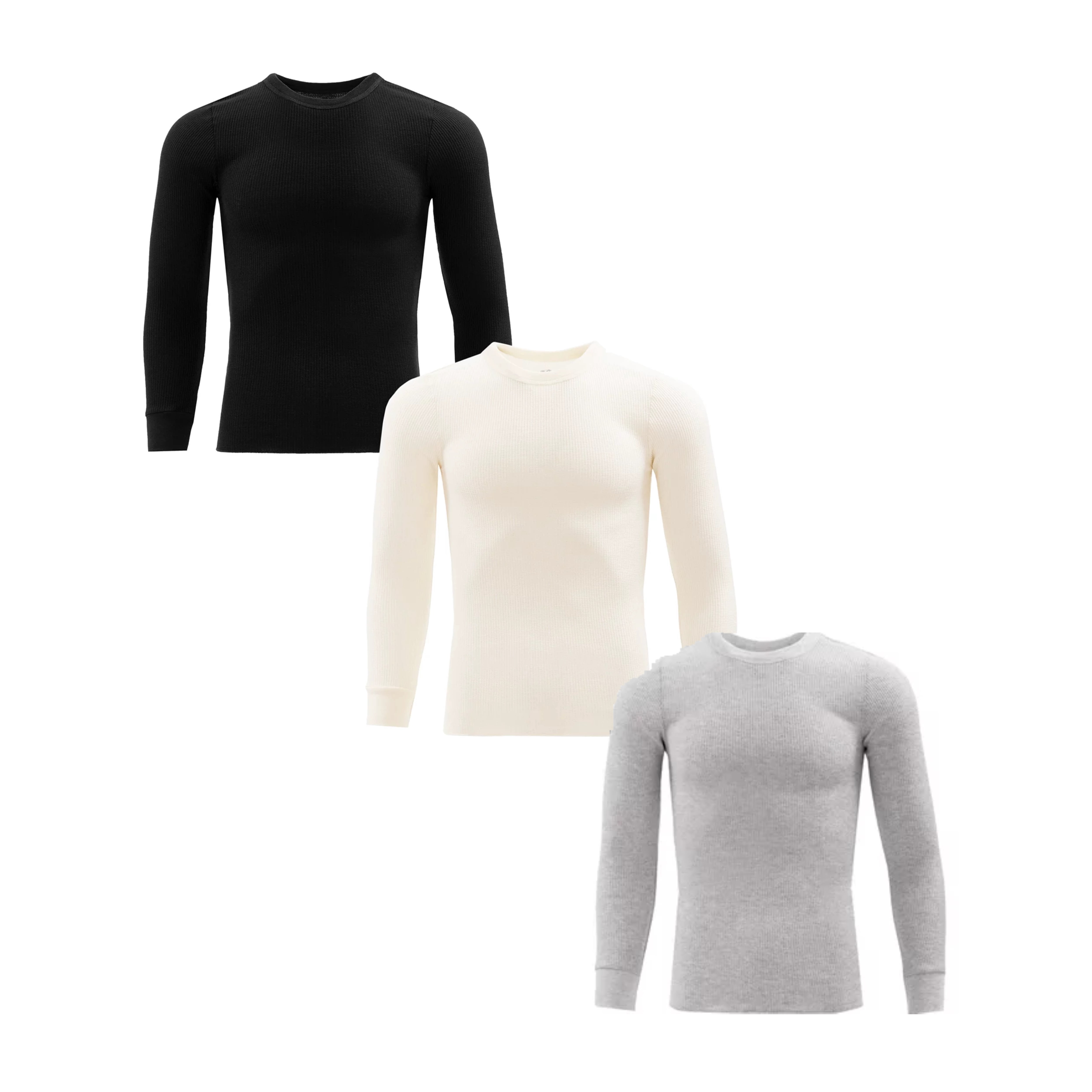 3 Pack Fruit of The Loom Men's Waffle Baselayer Crew Neck Thermal Tops ...