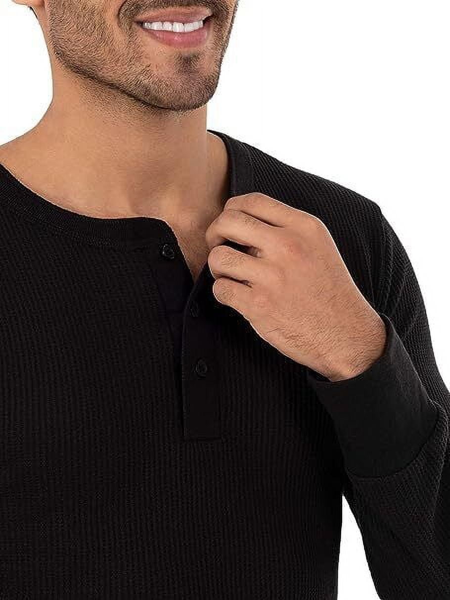 3 Pack Fruit of The Loom Men's Waffle Baselayer Henley Thermal Top ...