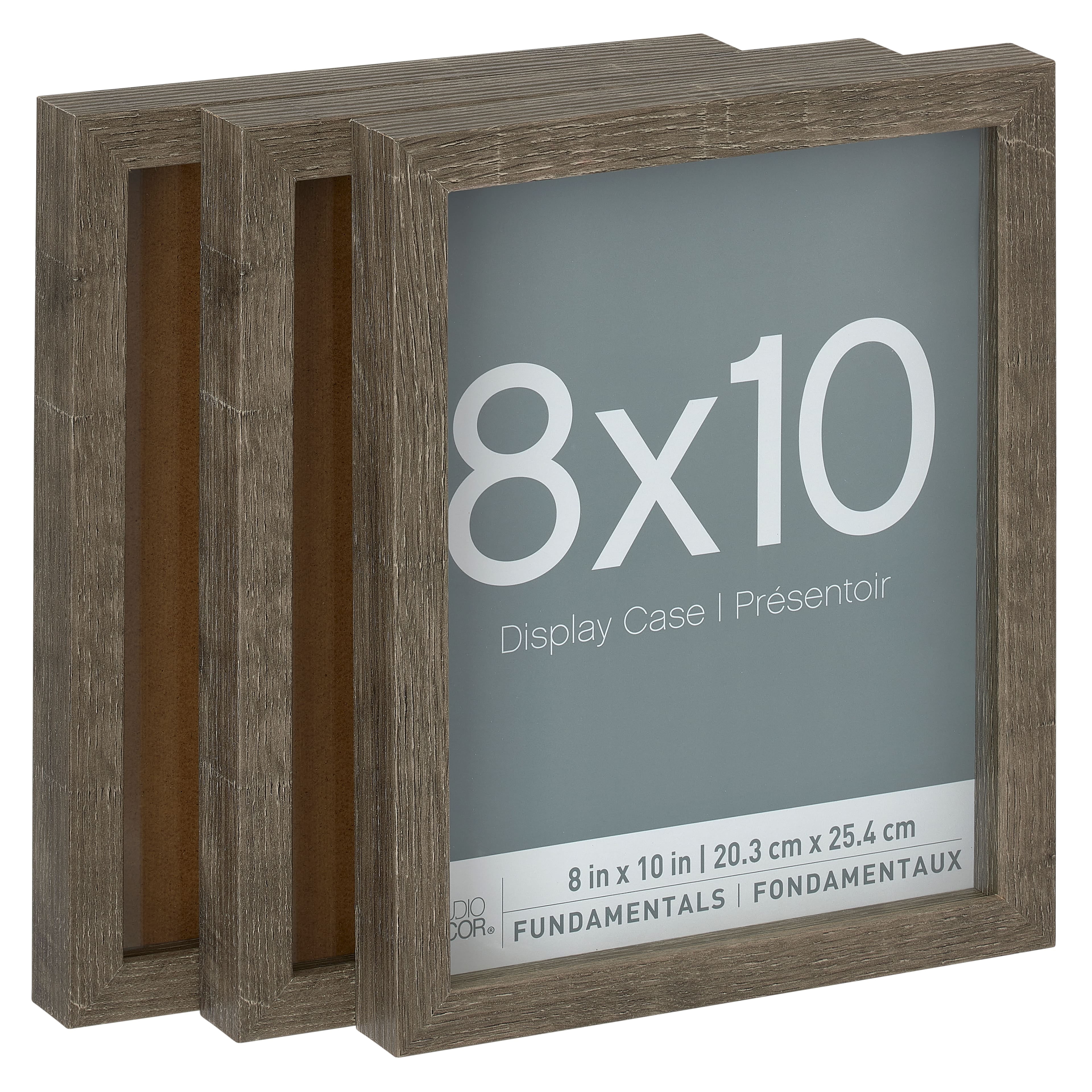 Studio Decor 3-Pack Gray 8" x 10" x 1.188" MDF Shadow Boxes with Black ...