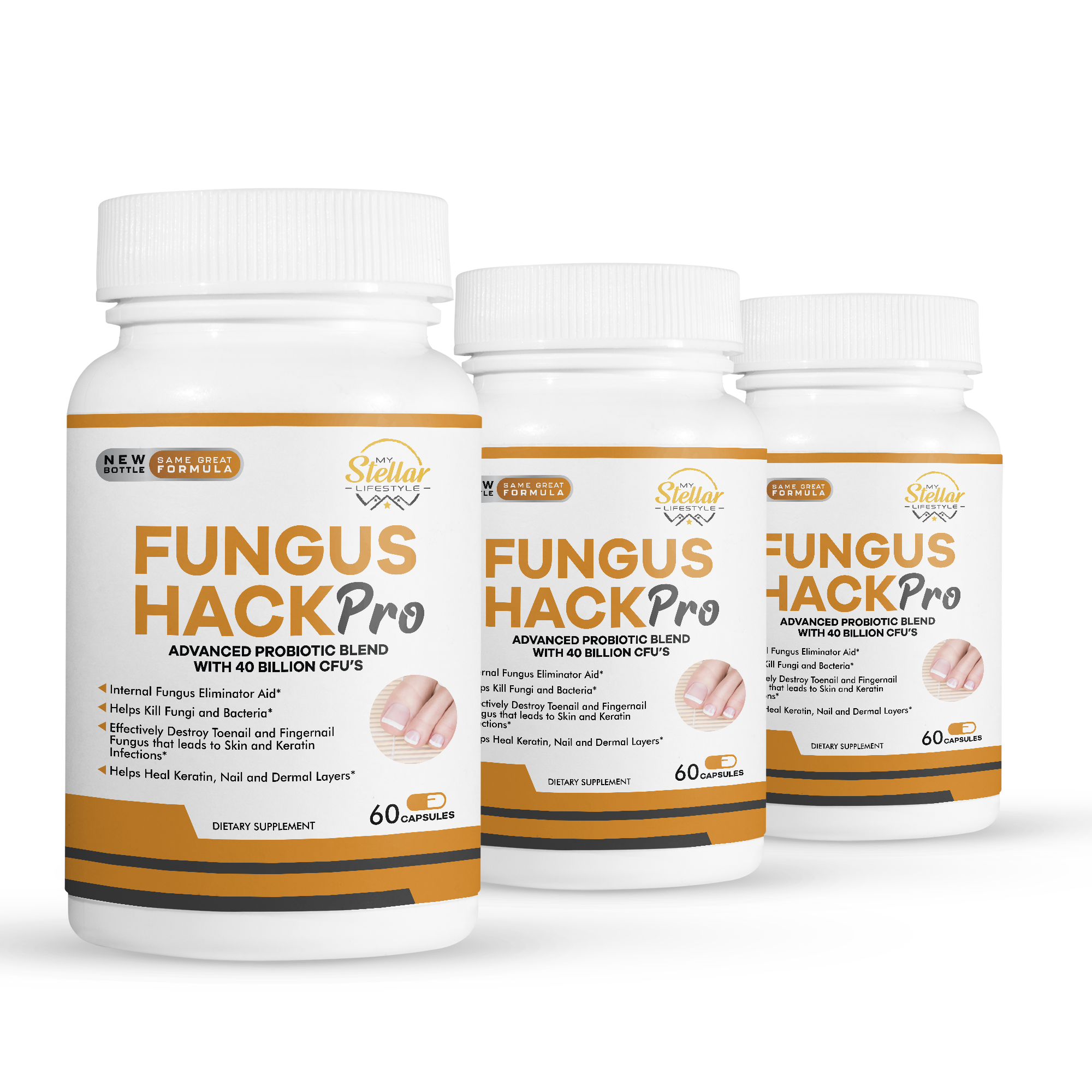 3 Pack Fungus Hack Pro, helps remove fungi and bacteria-60 Capsules x3 ...