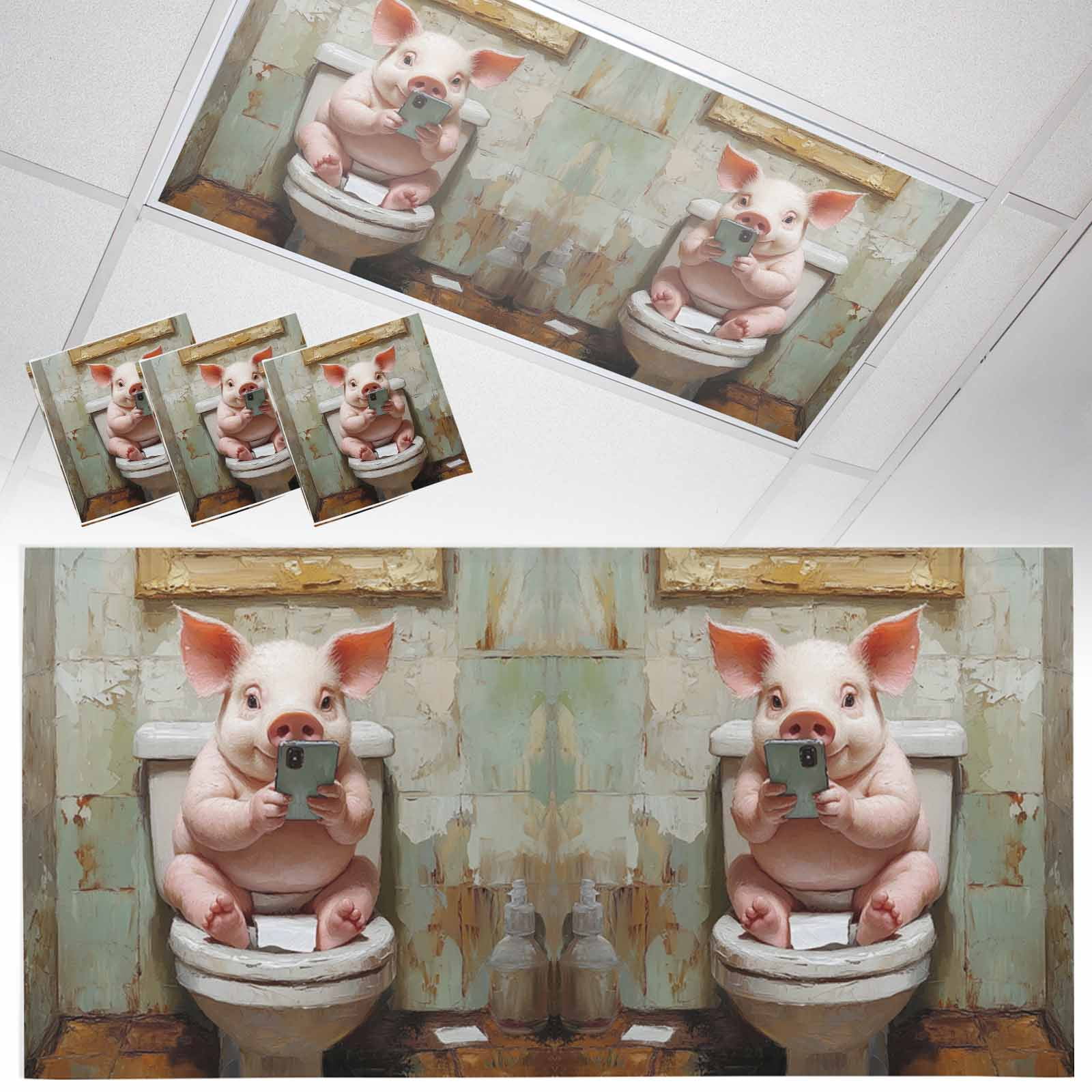 3 Pack Funny Animal Fluorescent Light Covers for Ceiling Lights Pig ...
