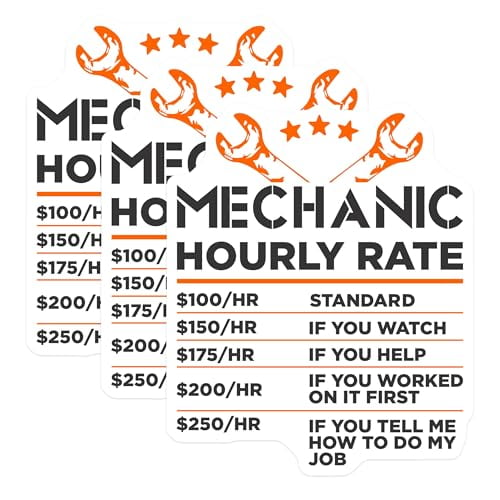 (3 Pack) Funny Mechanic Hourly Rate Decals - Car Guy Decals - Auto ...