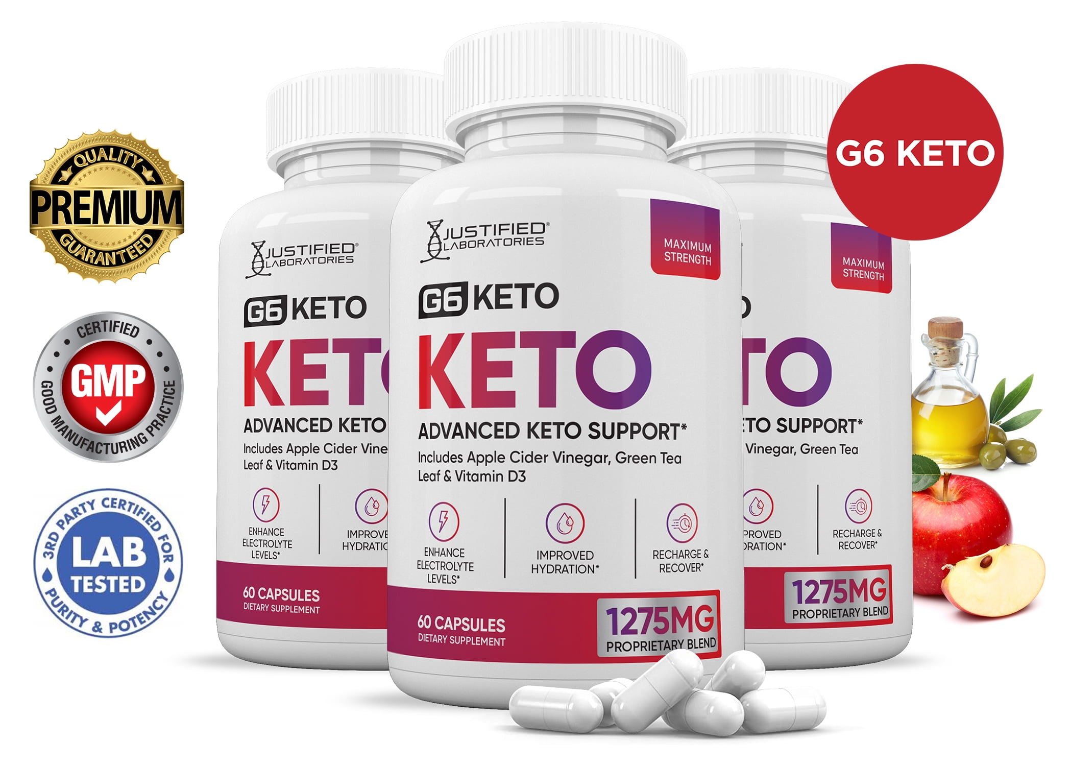 (3 Pack) G6 Keto ACV Pills 1275mg Alternative to Gummies Dietary ...