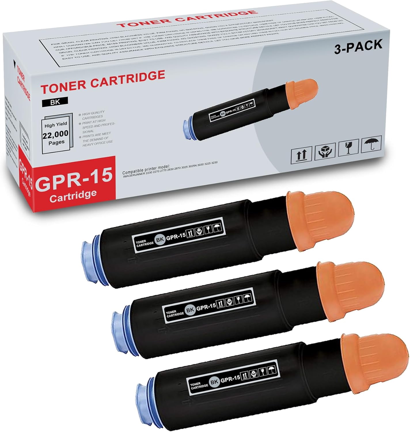 3-Pack GPR-15 (9629A003AA) Black Toner Cartridge High Yield Compatible ...