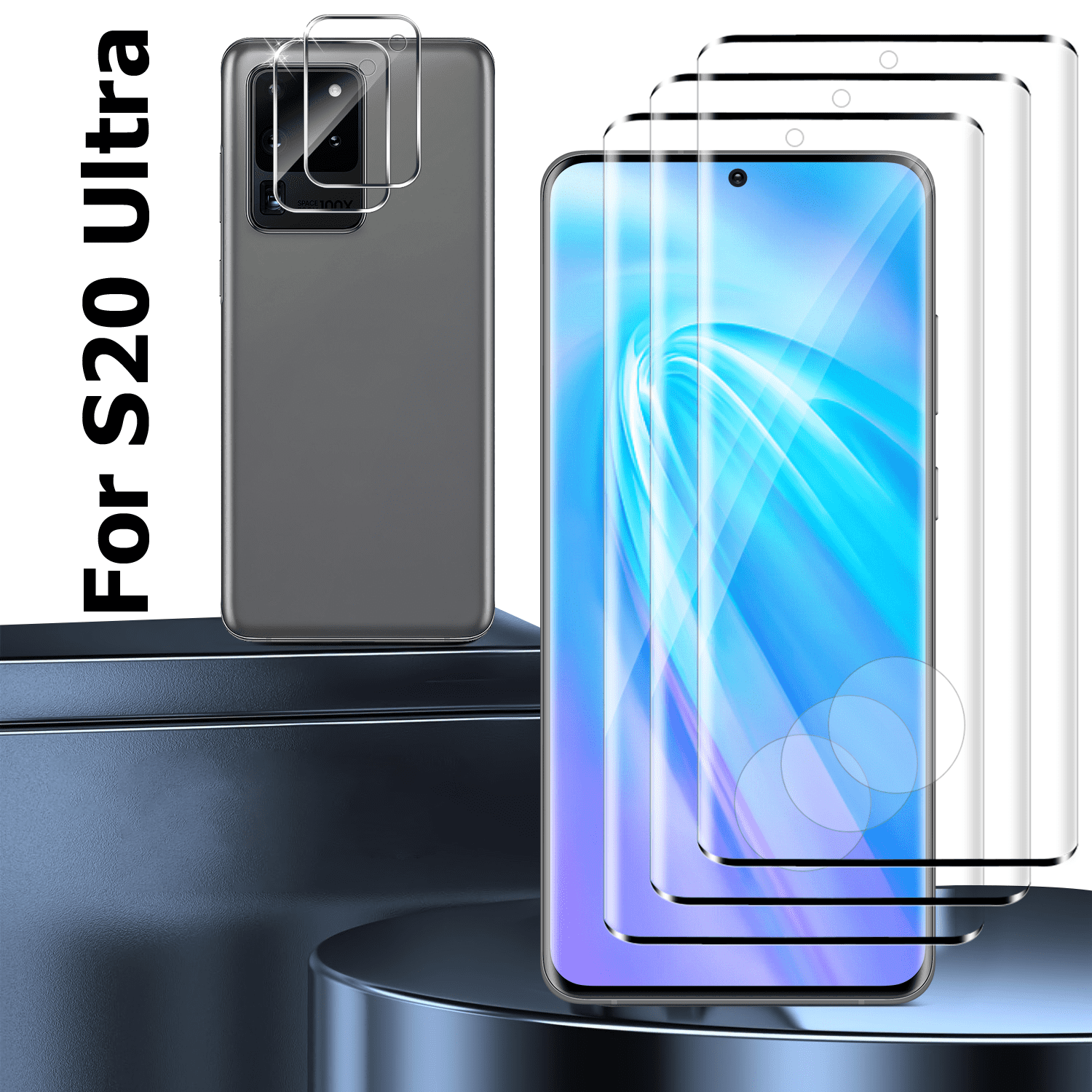 3 Pack Galaxy S20 Ultra Screen Protector and 2 Pack Camera Lens ...