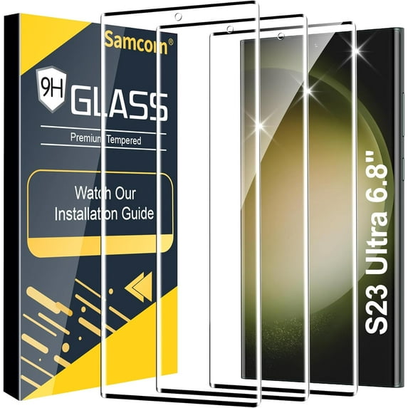 3 Pack Galaxy S23 Ultra Screen Protector, HD Clear Tempered Glass ...